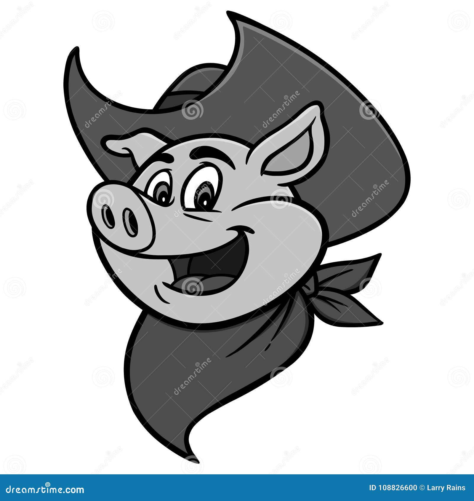 Cowboy BBQ Pig Illustration Stock Vector - Illustration of mascot ...