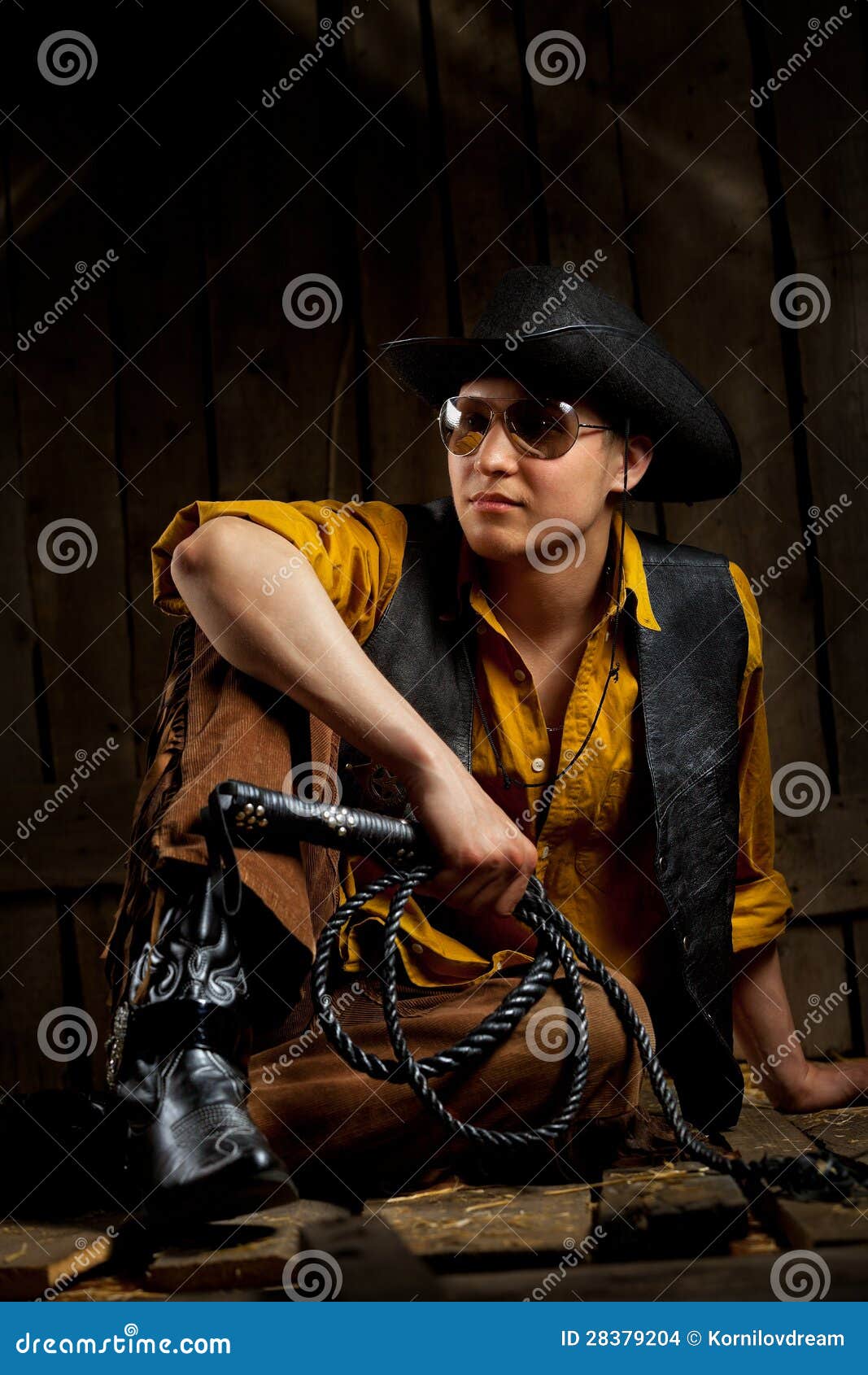 Cowboy with Black Leather Flogging Whip Stock Photo - Image of flog ...