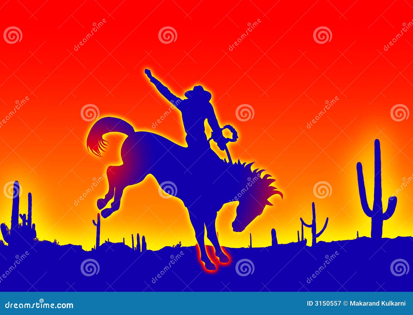 Cowboy in blue stock illustration. Illustration of cowpoke - 3150557