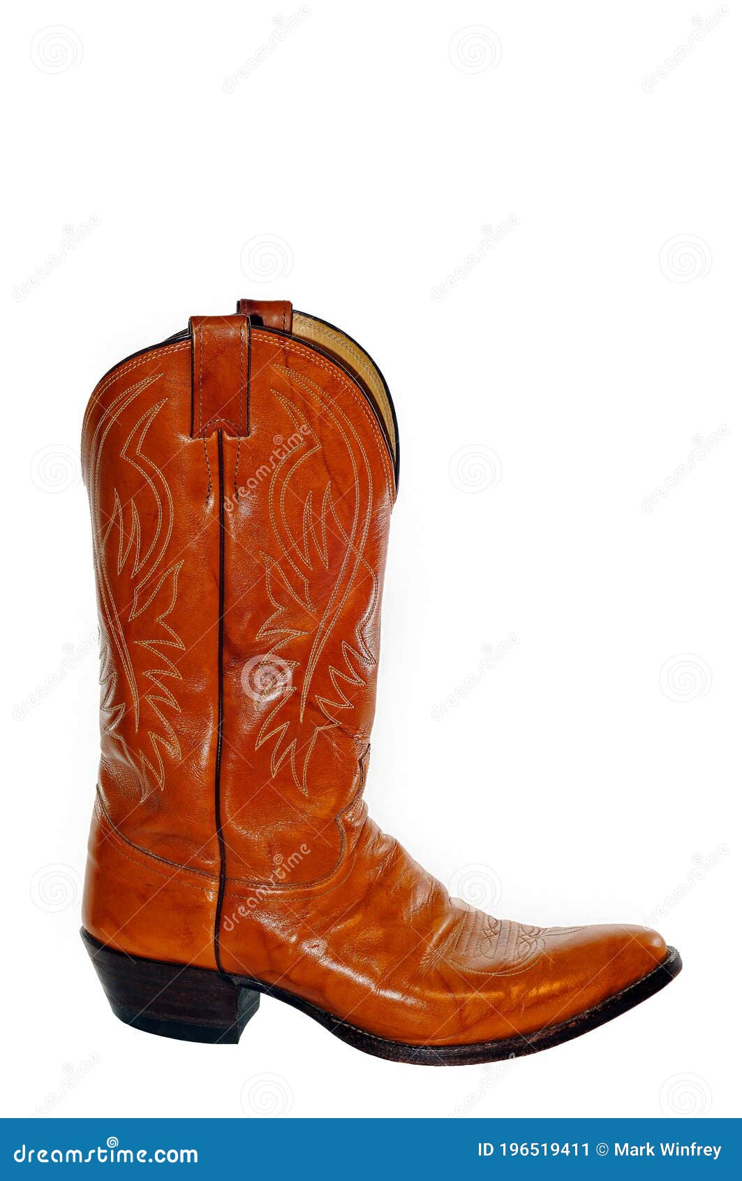 Cowboy Boot Isolated on White Background Stock Image - Image of ...