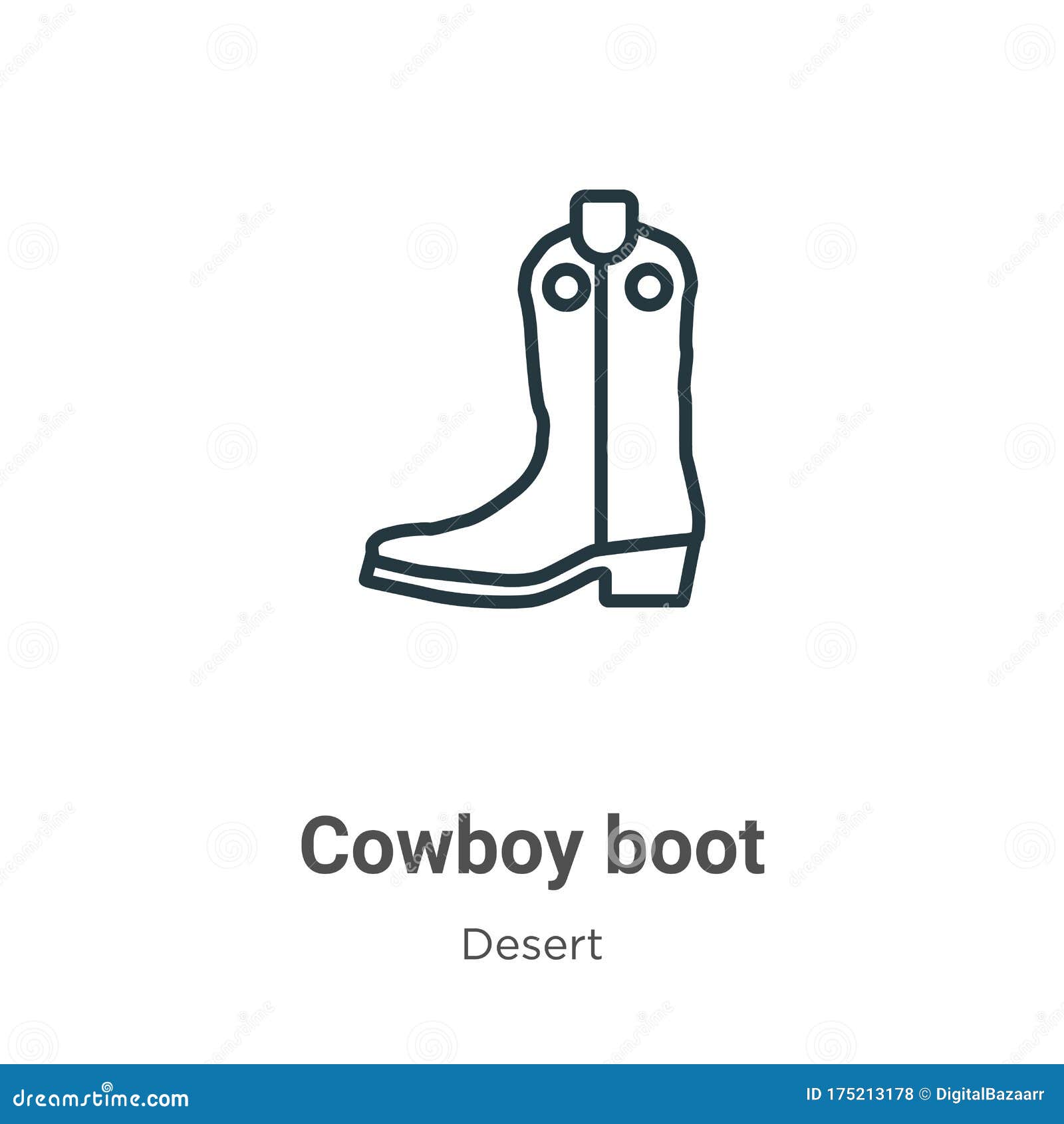Cowboy Boot Outline Vector Icon. Thin Line Black Cowboy Boot Icon, Flat ...