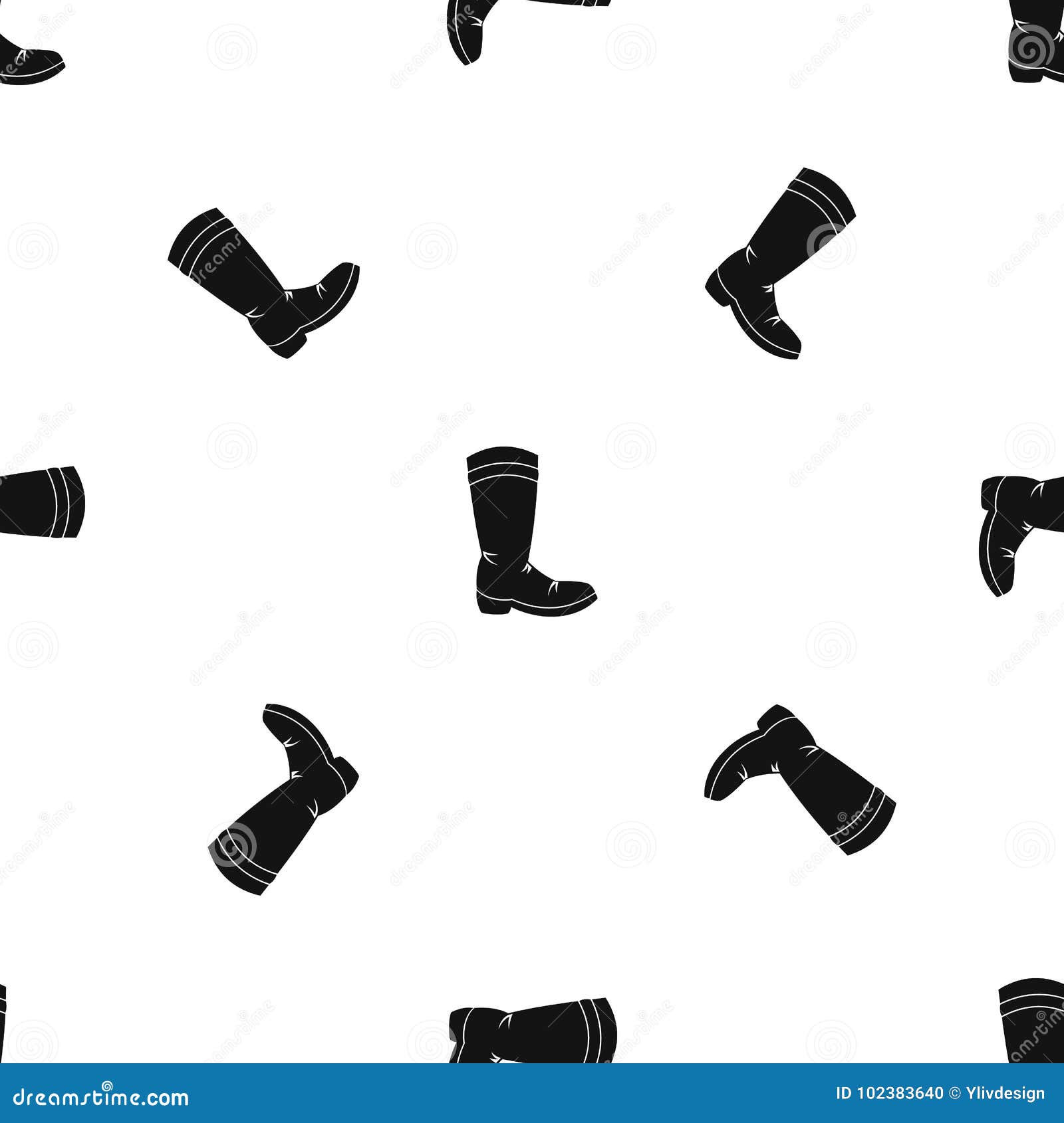 Cowboy Boot Pattern Seamless Black Stock Vector - Illustration of ...