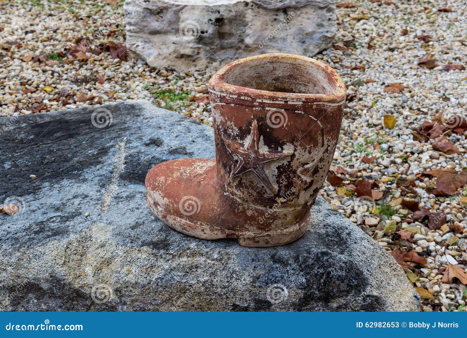 Cowboy Boot on a Rock stock image. Image of yard, boot - 62982653
