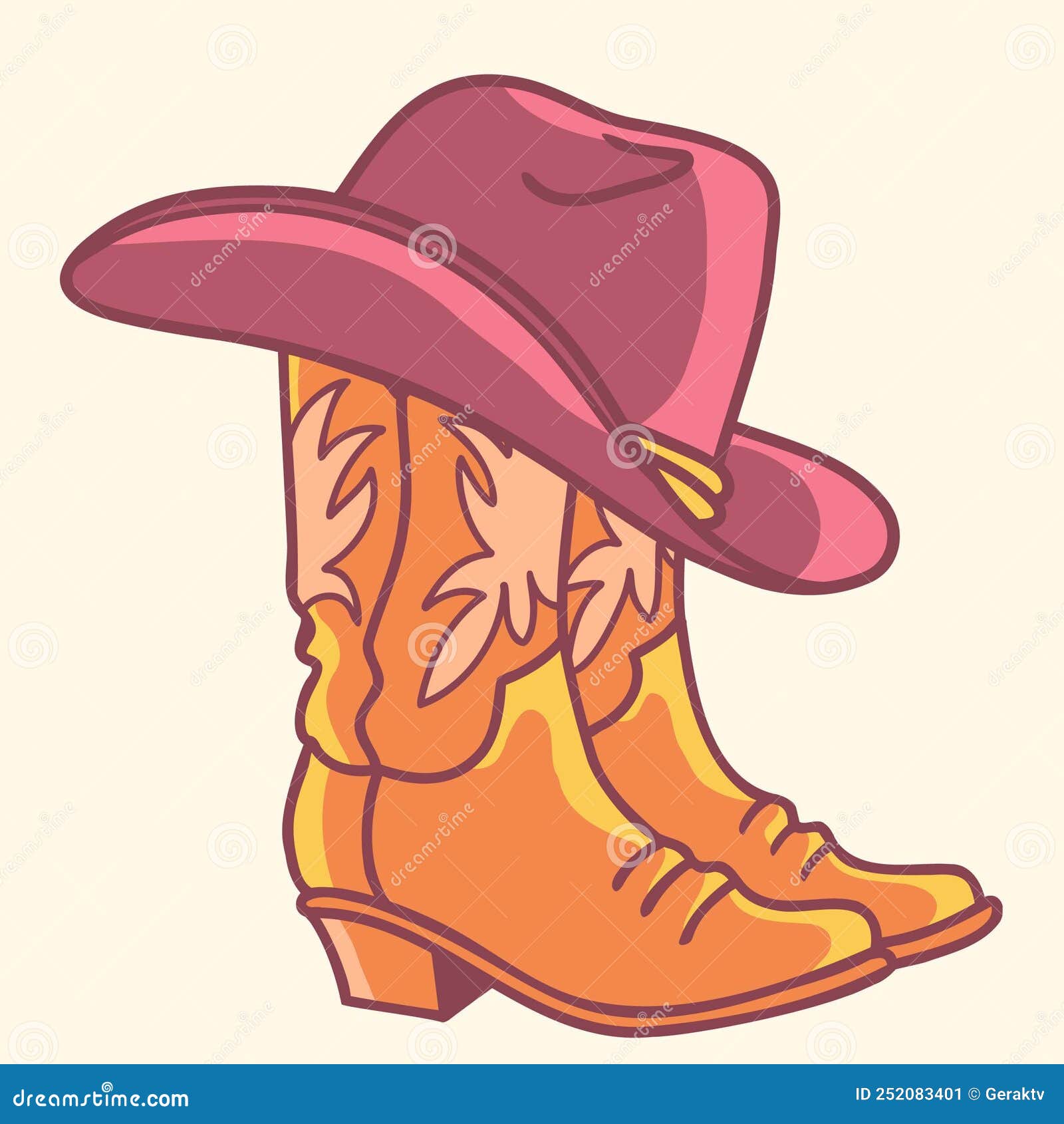 Cowboy Boots and Cowboy Hat Isolated on White. Vector Cowgirl Boots ... Cowboy Boots and Cowboy Hat Isolated on White. Vector Cowgirl Boots ...