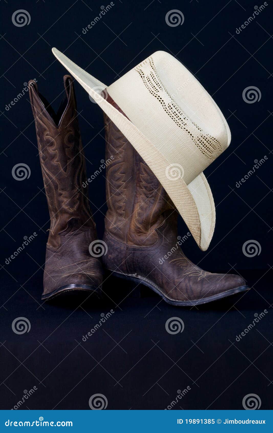 Cowboy Boots and Cowboy Hat Still Life Stock Image - Image of dirty ...