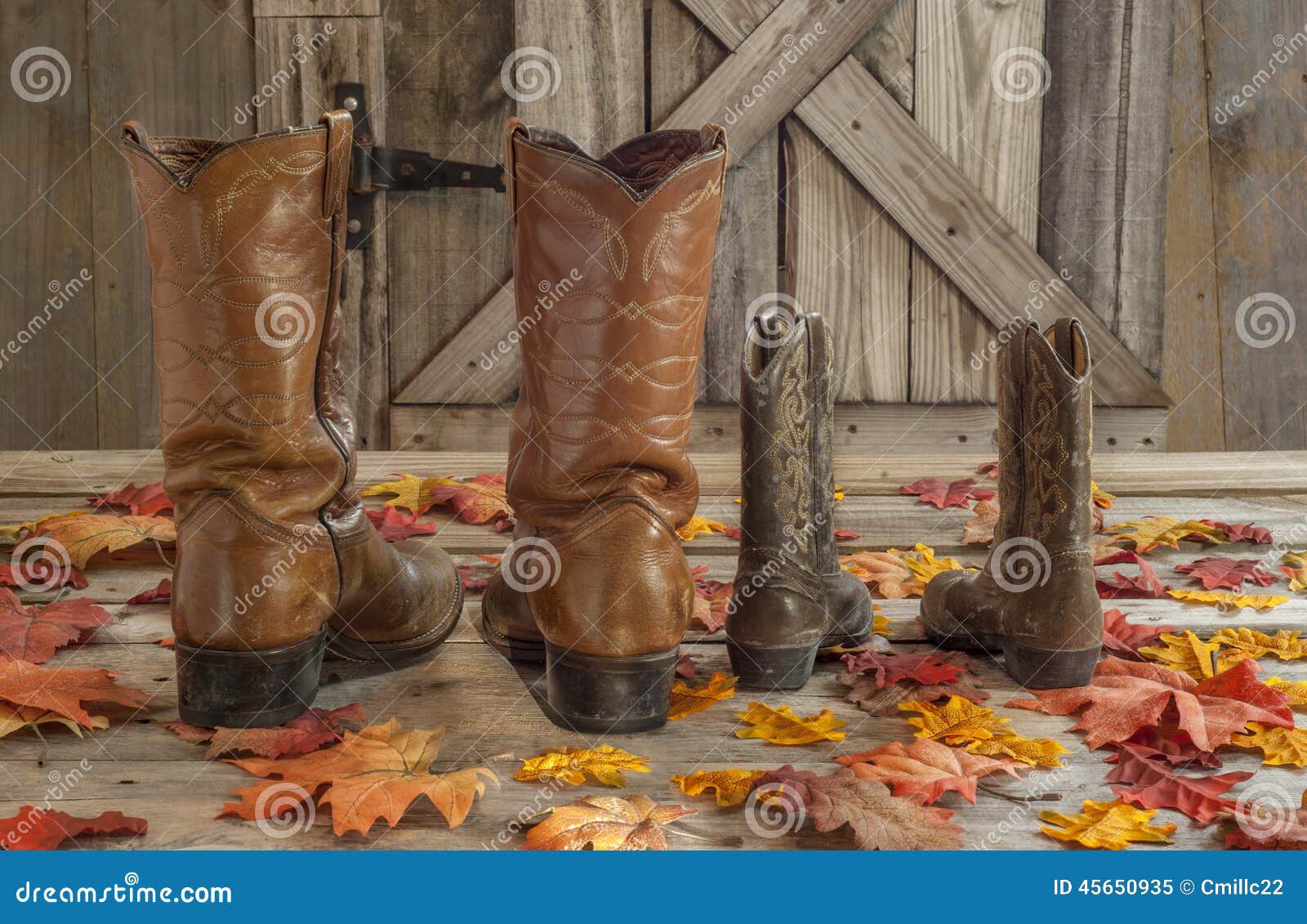 Cowboy Boots and Fall Leaves Stock Image - Image of cowboy, golden ...