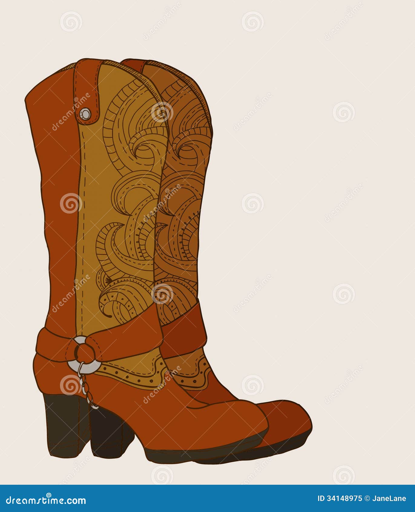 Cowboy Boots stock illustration. Illustration of line - 34148975