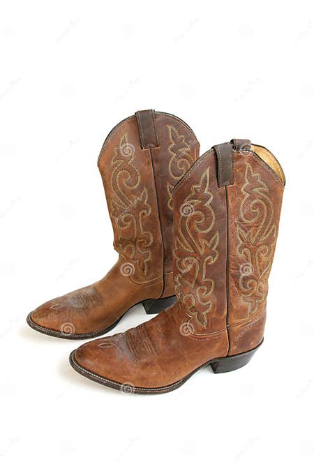 Cowboy Boots Isolated on White Stock Image - Image of leather ...