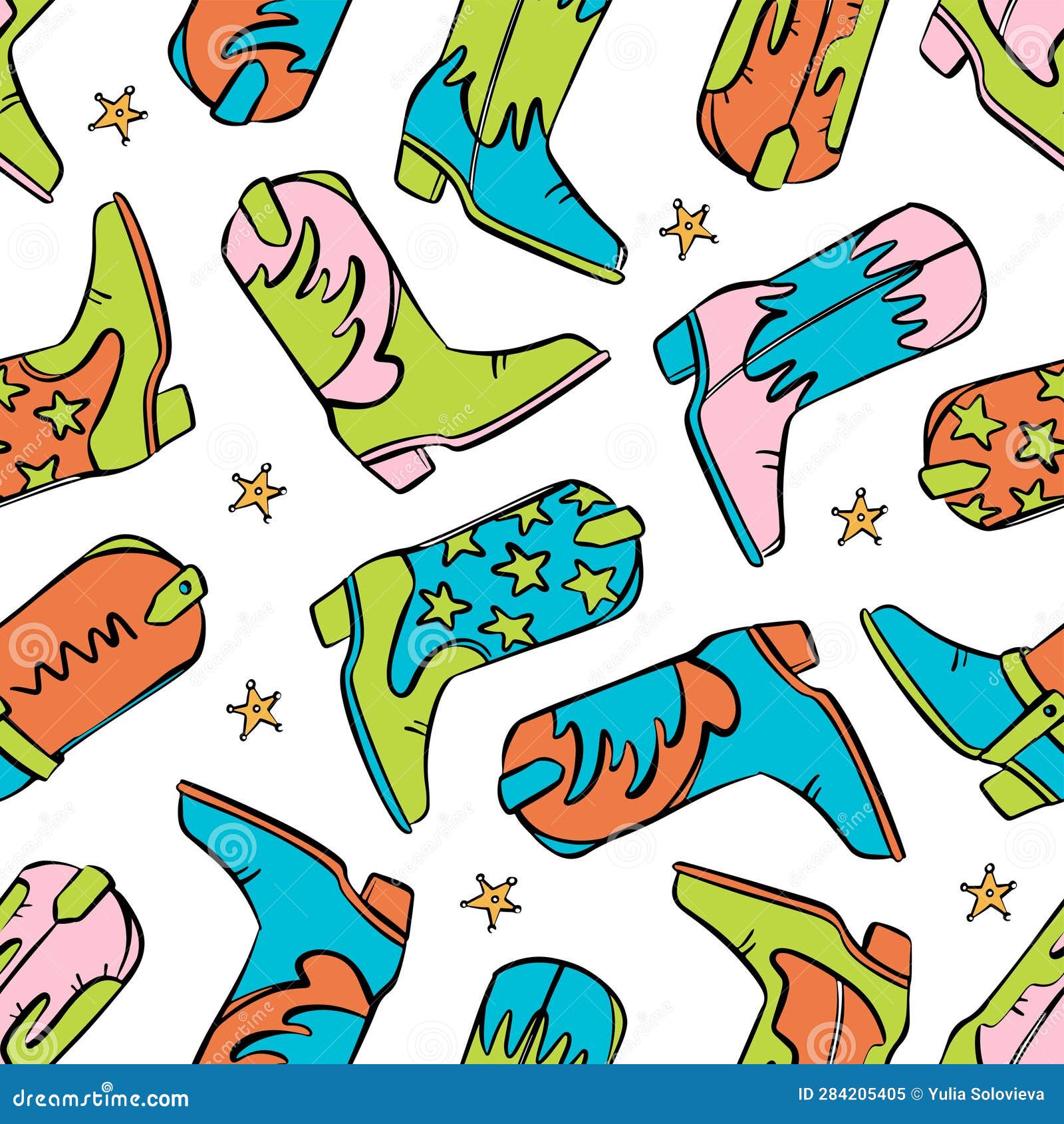COWBOY BOOTS PRINT Wild Western Vector Seamless Pattern Stock ...