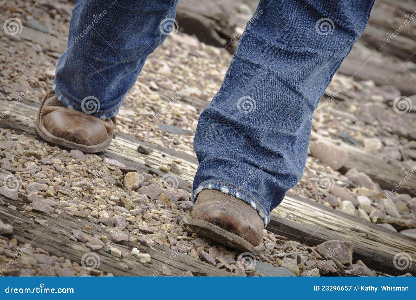 Cowboy Boots and Railroad Tracks Stock Image - Image of boots, train ...
