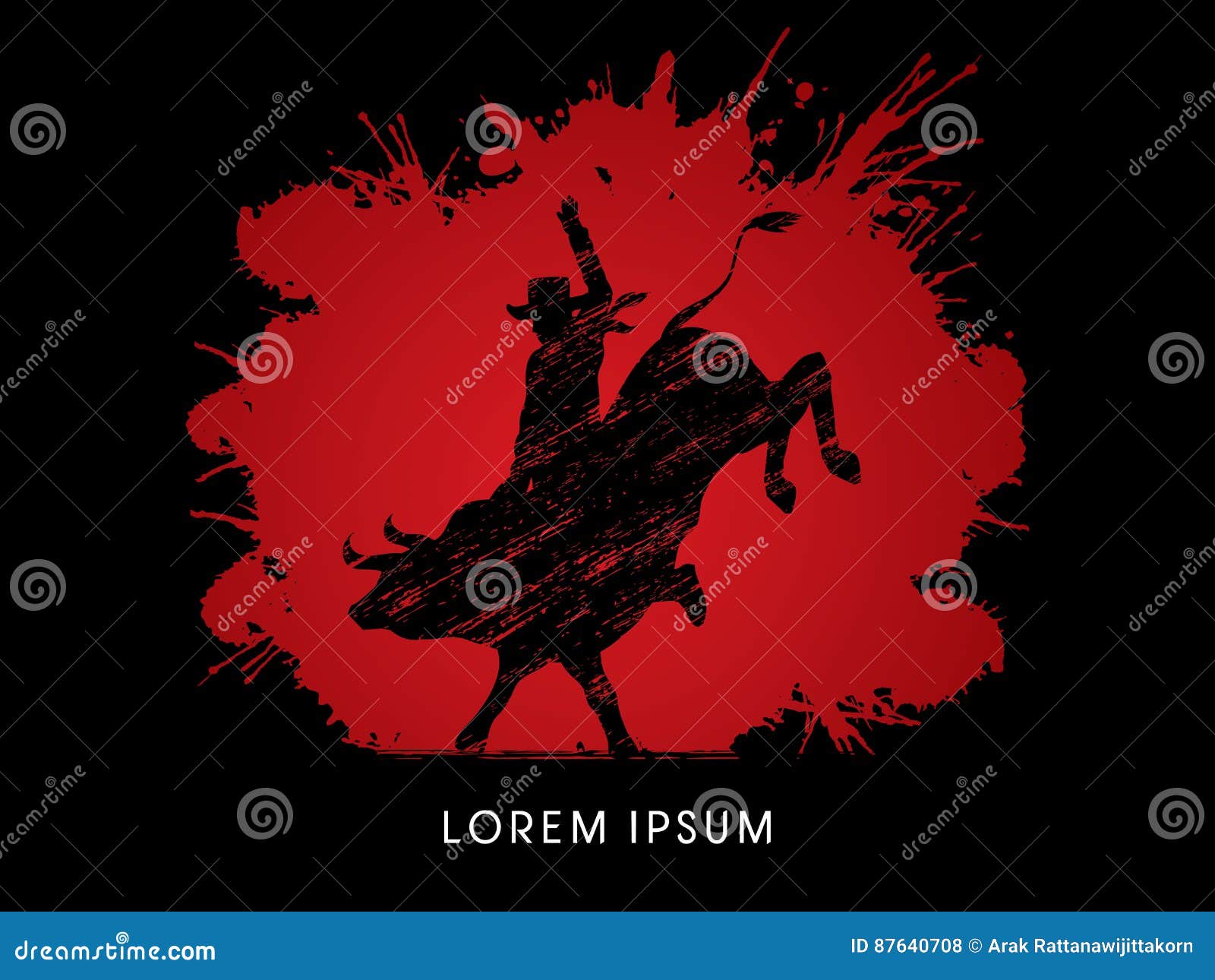 Cowboy on bucking cow stock vector. Illustration of graphic - 87640708