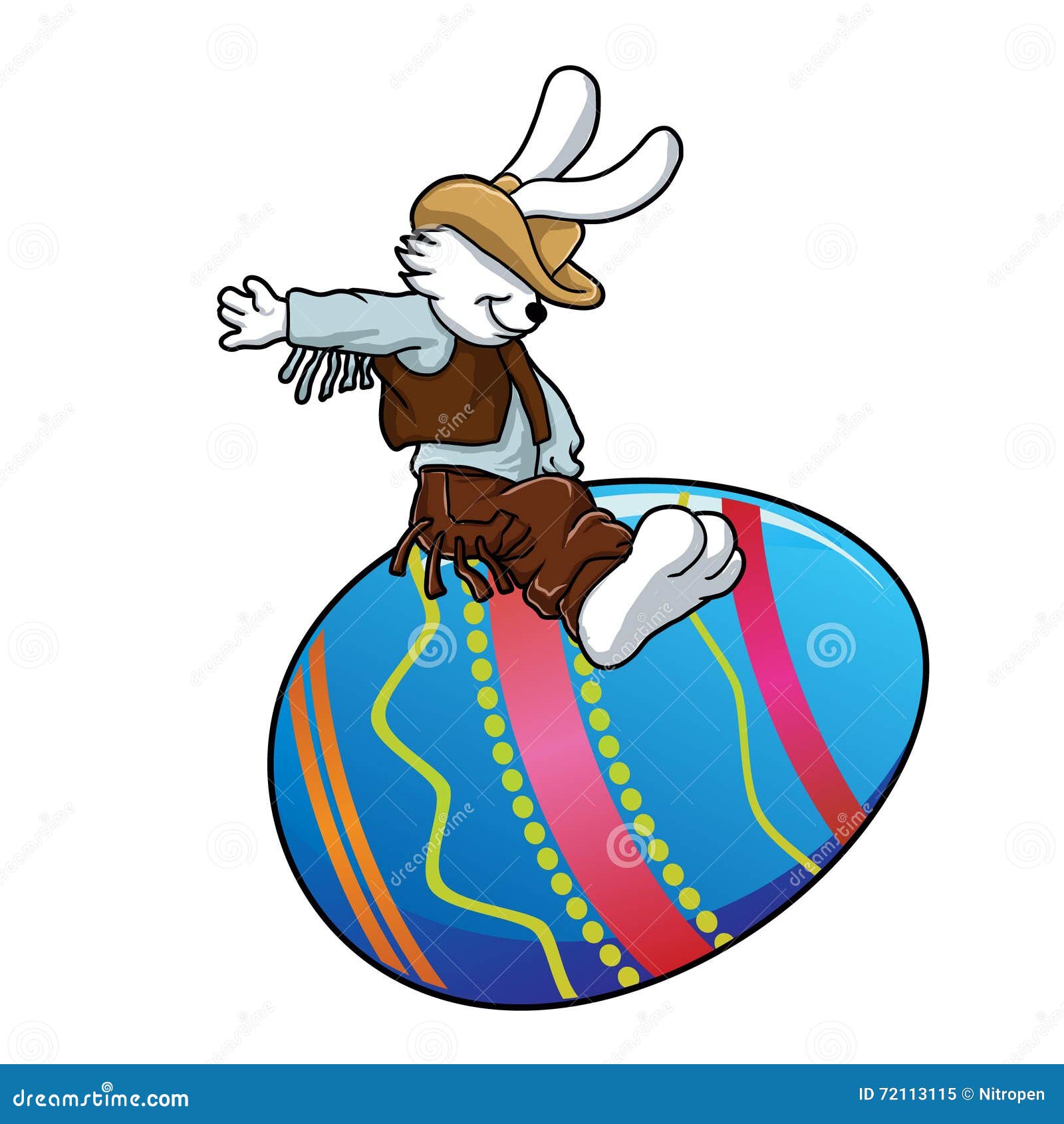 Cowboy Bunny Riding a Easter Egg Stock Vector - Illustration of country ...