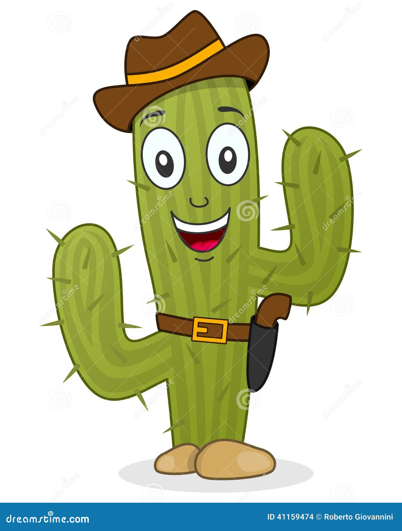 Cowboy Cactus Character Met Kanon & Hoed Vector Illustratie ...
