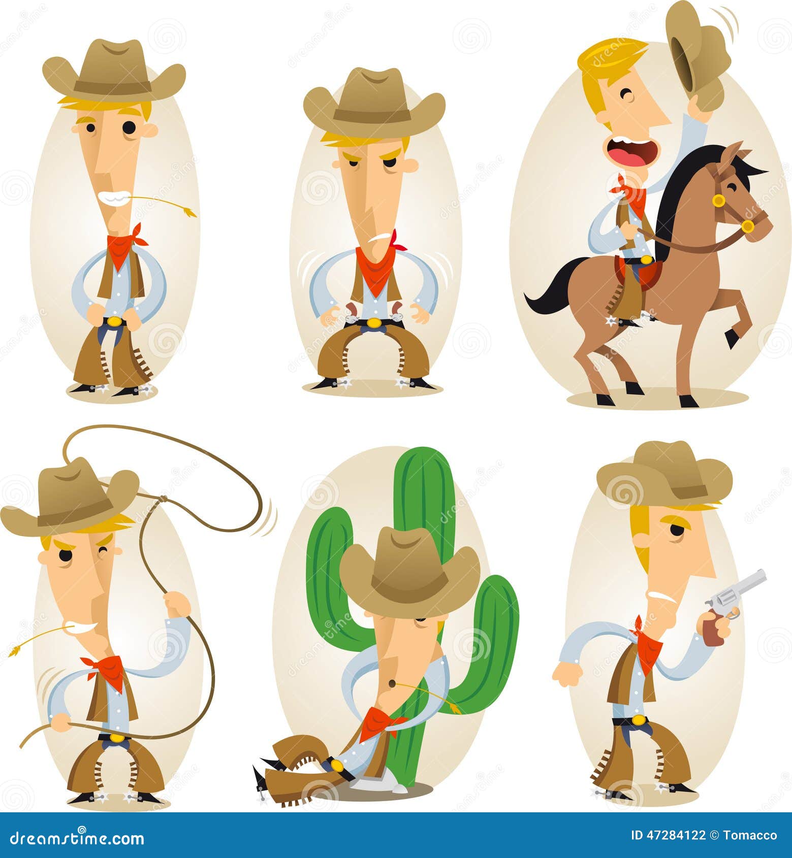 Cowboy cartoon action set stock illustration. Illustration of boots ...