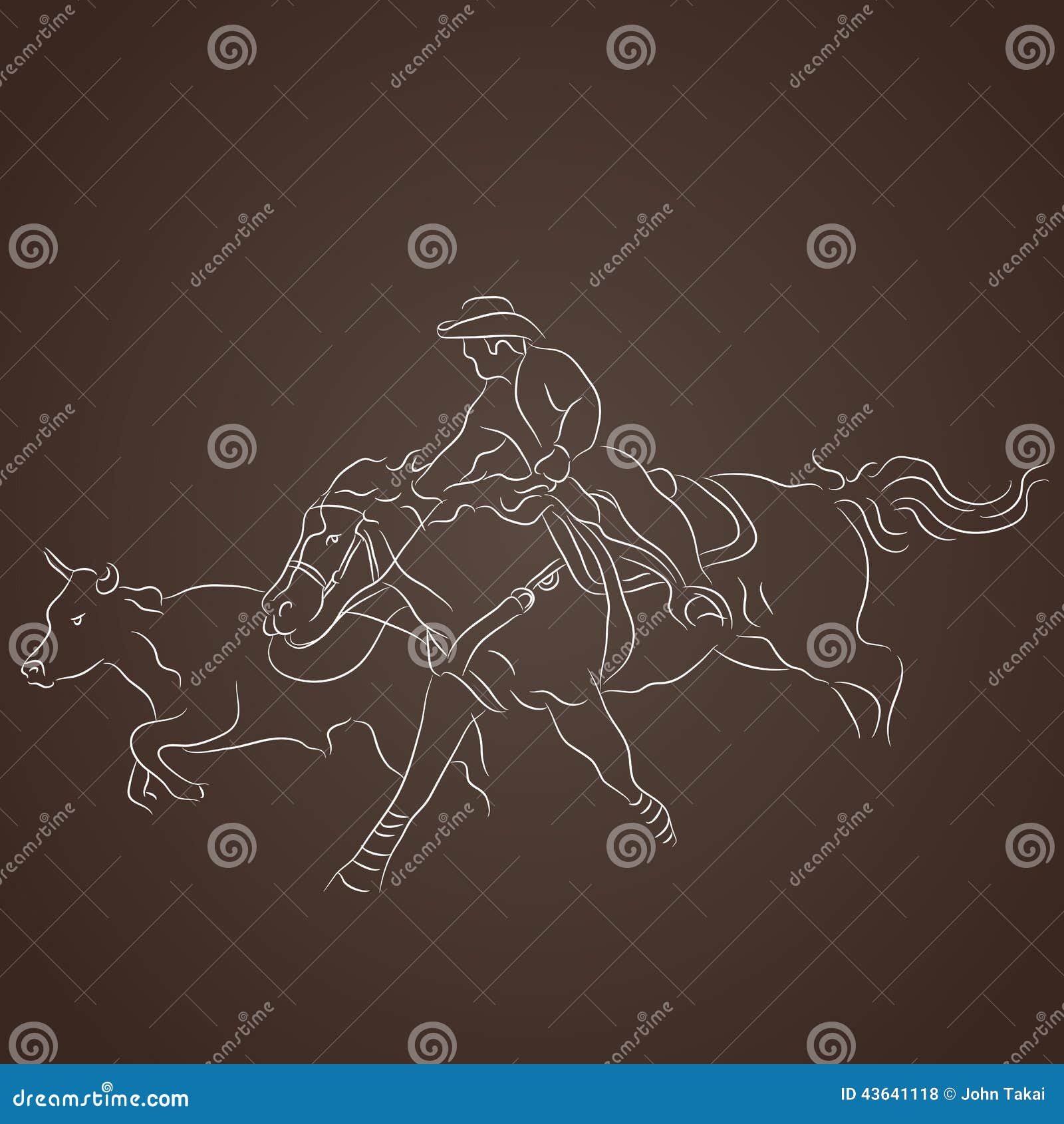 Cowboy Catching Cattle illustration de vecteur. Illustration du chasser ...