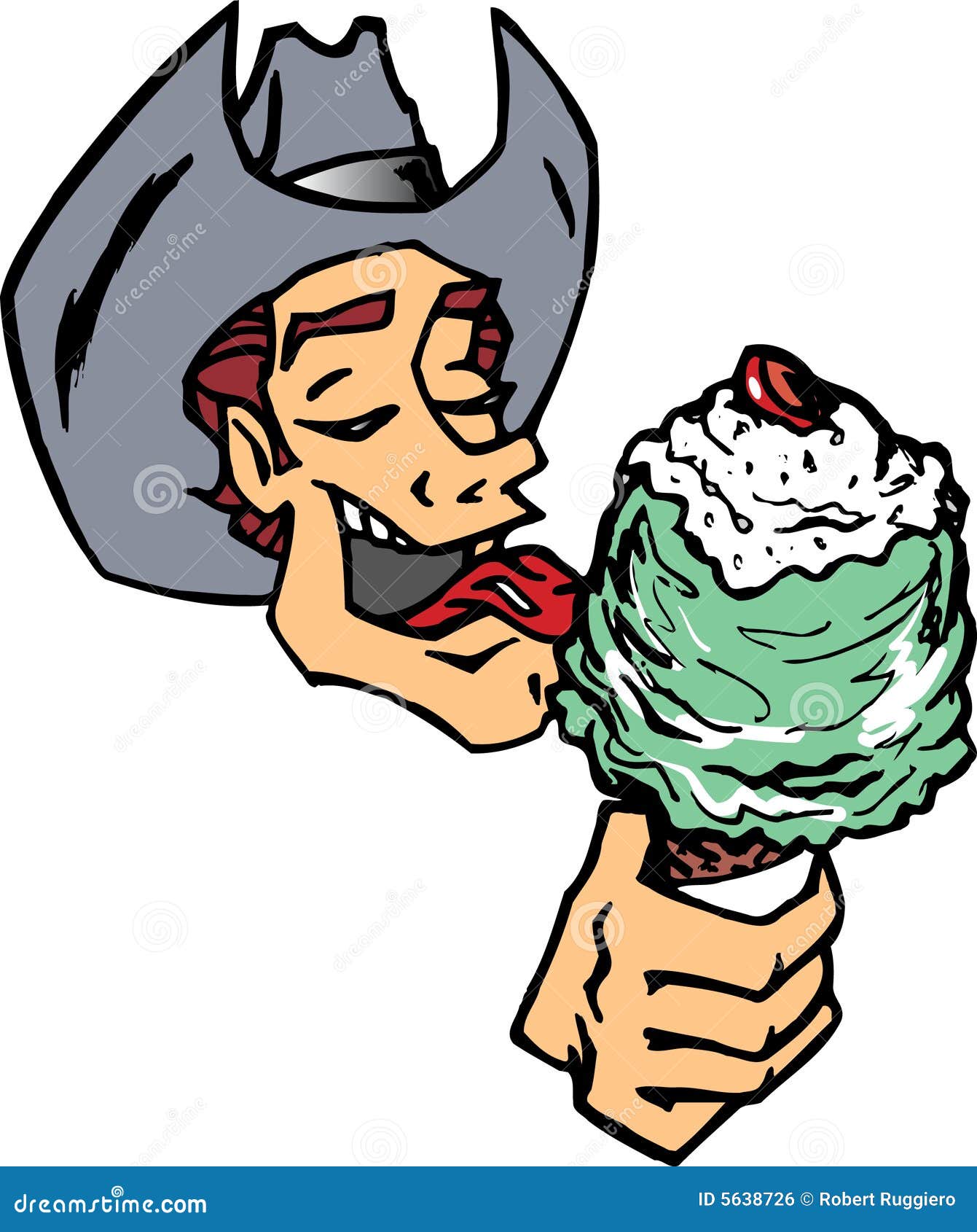 Cowboy Che Mangia Il Gelato Illustrazione Vettoriale - Illustrazione di ...