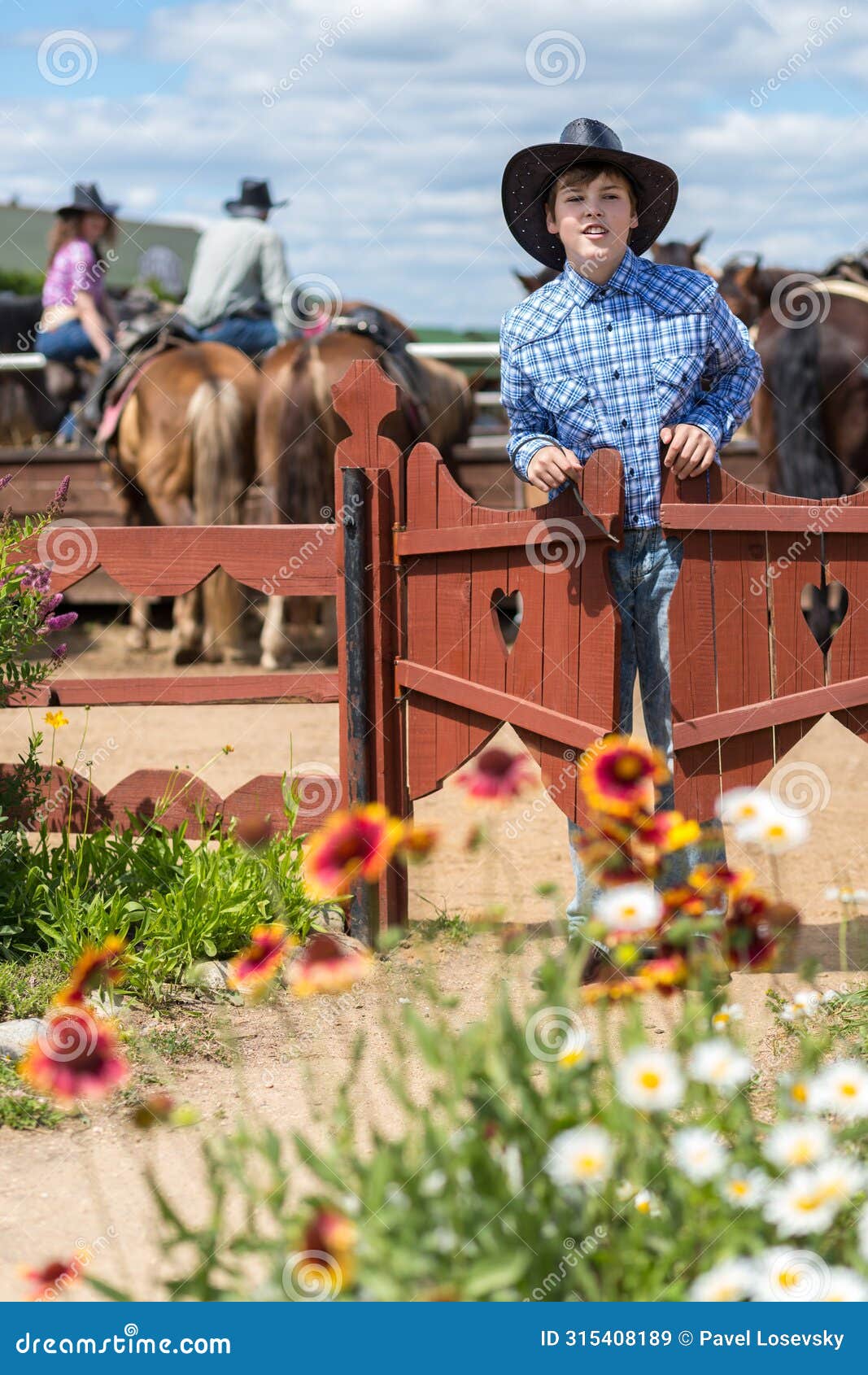 Cowboy Child Opening Wooden Stock Image - Image of adult, group: 315408189