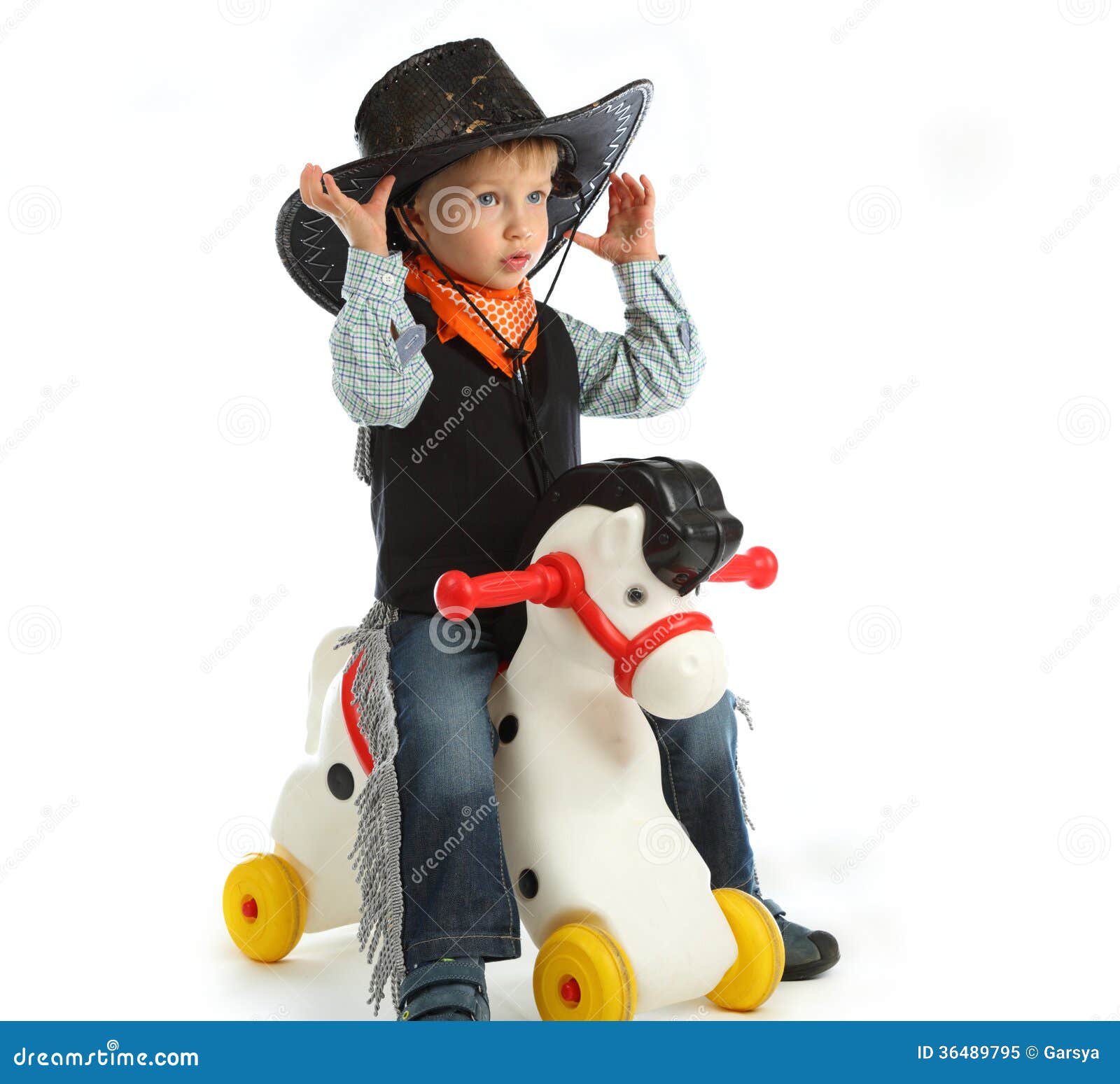 Cowboy child stock image. Image of studio, portrait, wild - 36489795