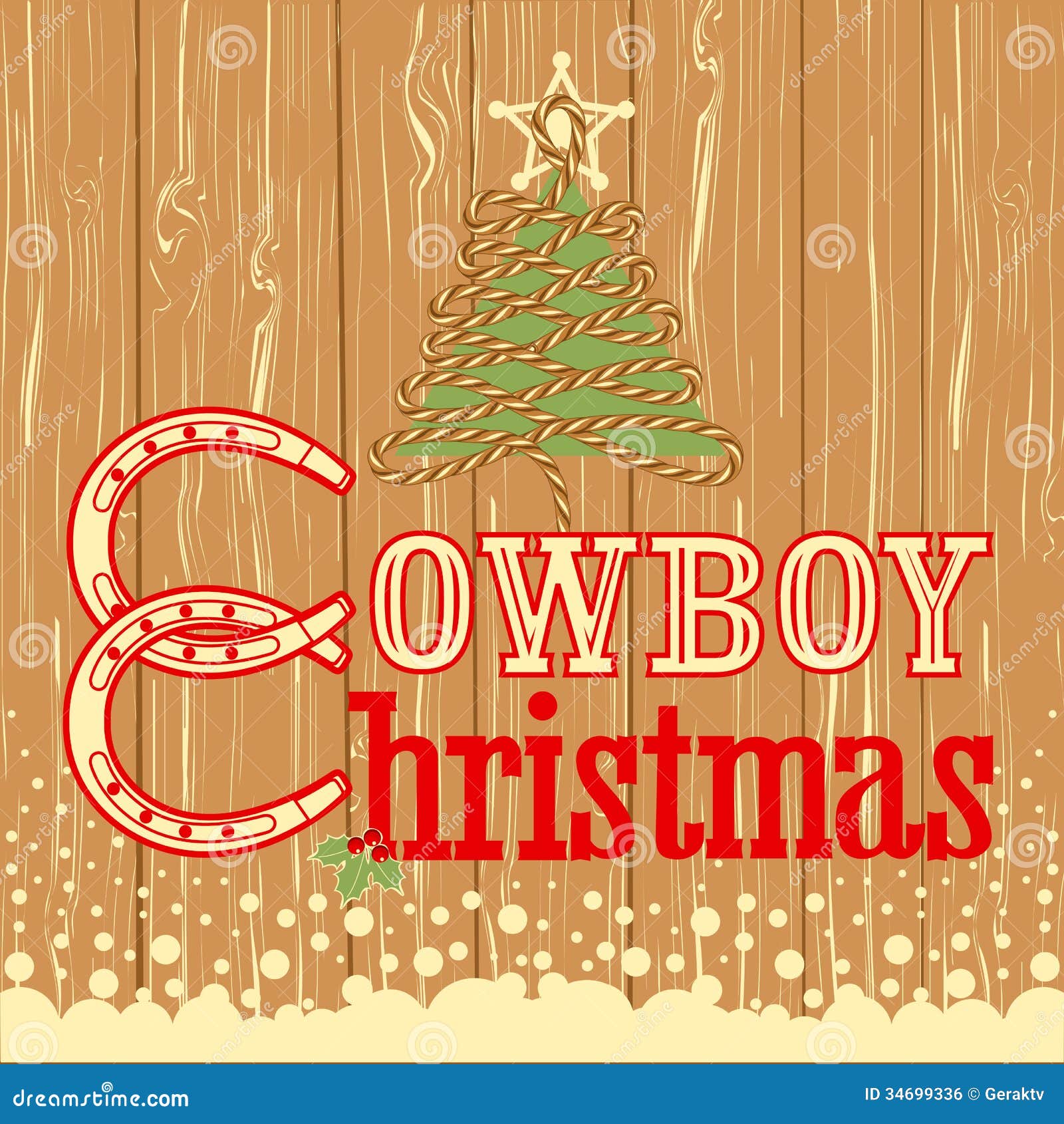 Cowboy Christmas Text On Wood Texture Background Vector Illustration ...