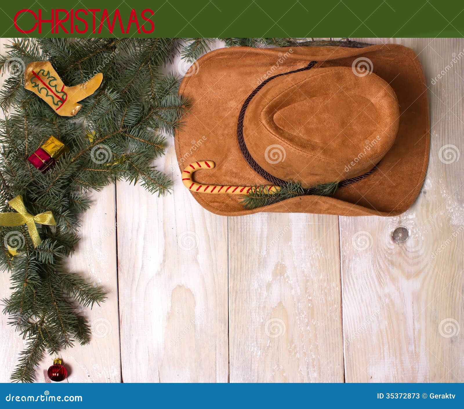 Cowboy Christmas on Wood Background for Design Stock Illustration ...
