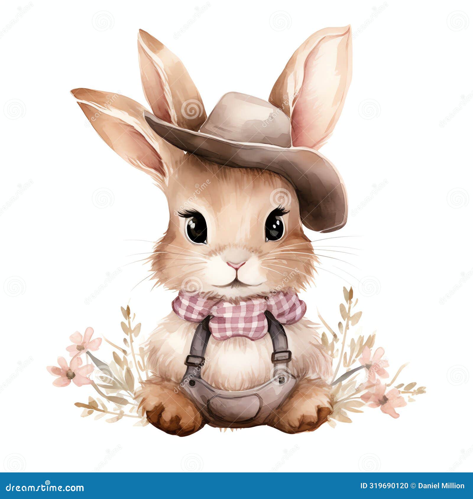 Cowboy Cute Bunny Blue Cute Bunny Watercolor Stock Illustration ...