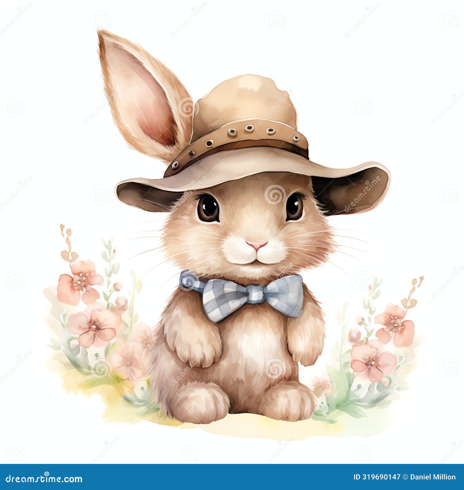 Cowboy Cute Bunny Blue Cute Bunny Watercolor Stock Illustration ...