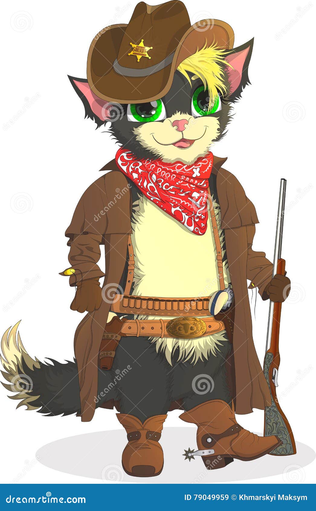 Cowboy De Chat Shérif Wild West Illustration de Vecteur - Illustration ...