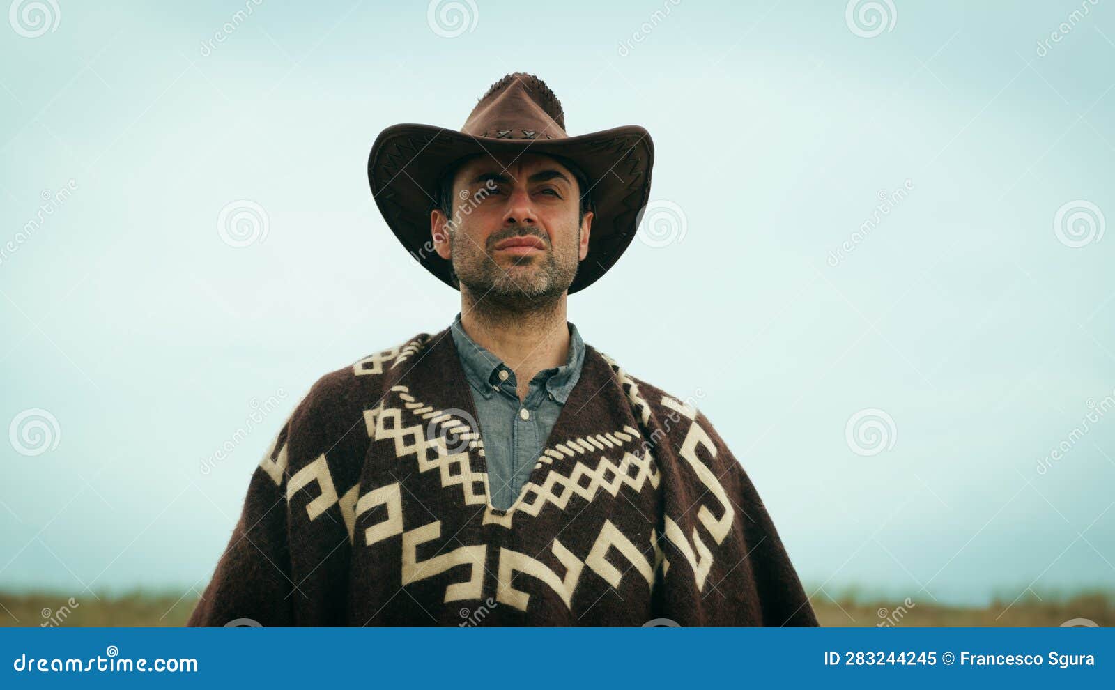 Cowboy with defiant look. stock image. Image of look - 283244245