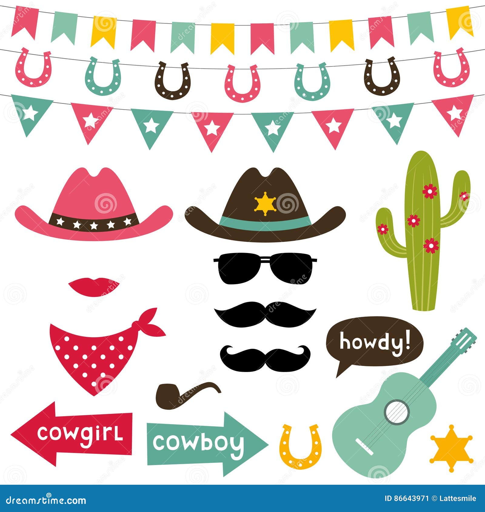 Cowboy design elements set stock vector. Illustration of cartoon - 86643971