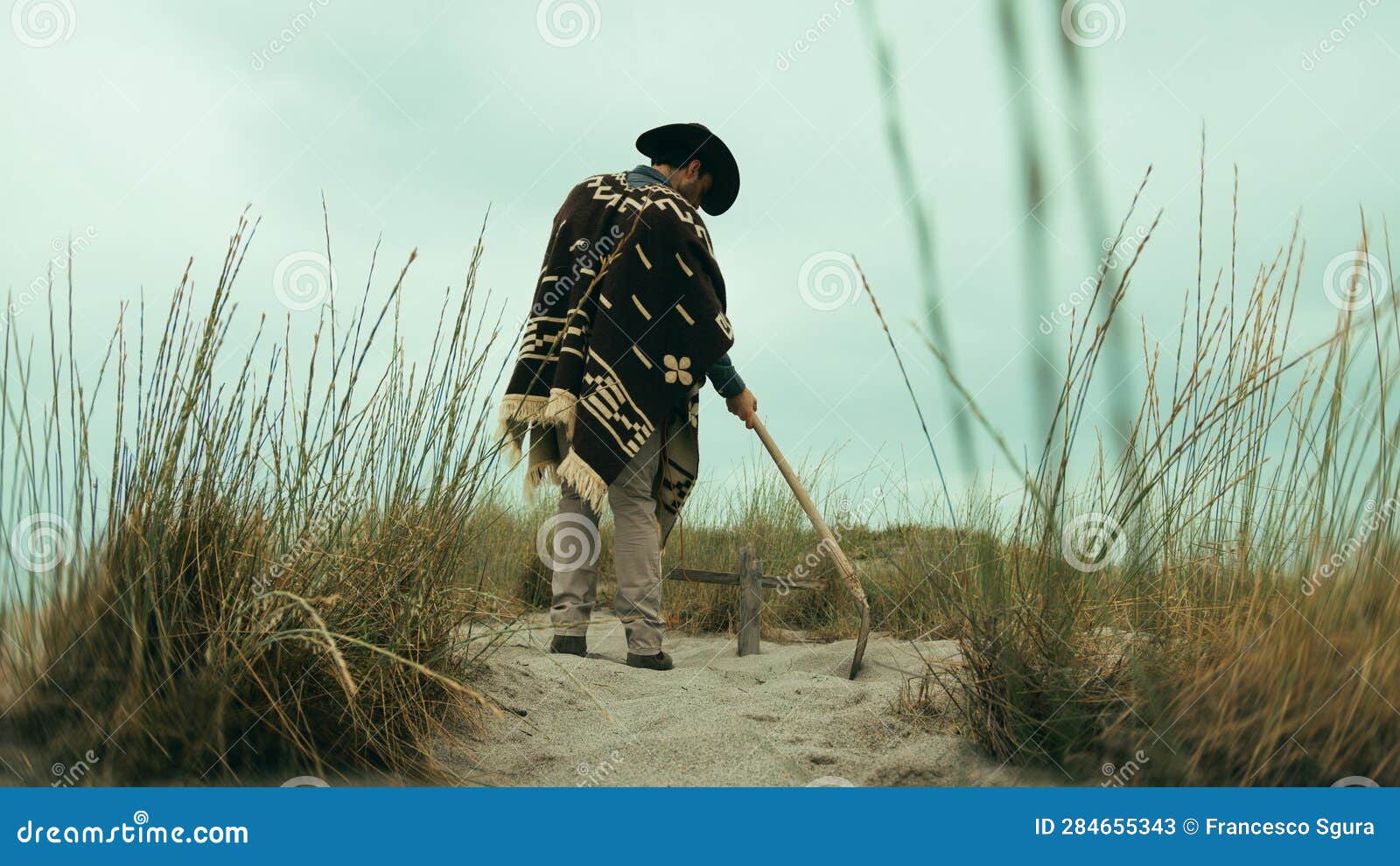 Cowboy Digs a Grave in the Desert Stock Image - Image of eternity ...