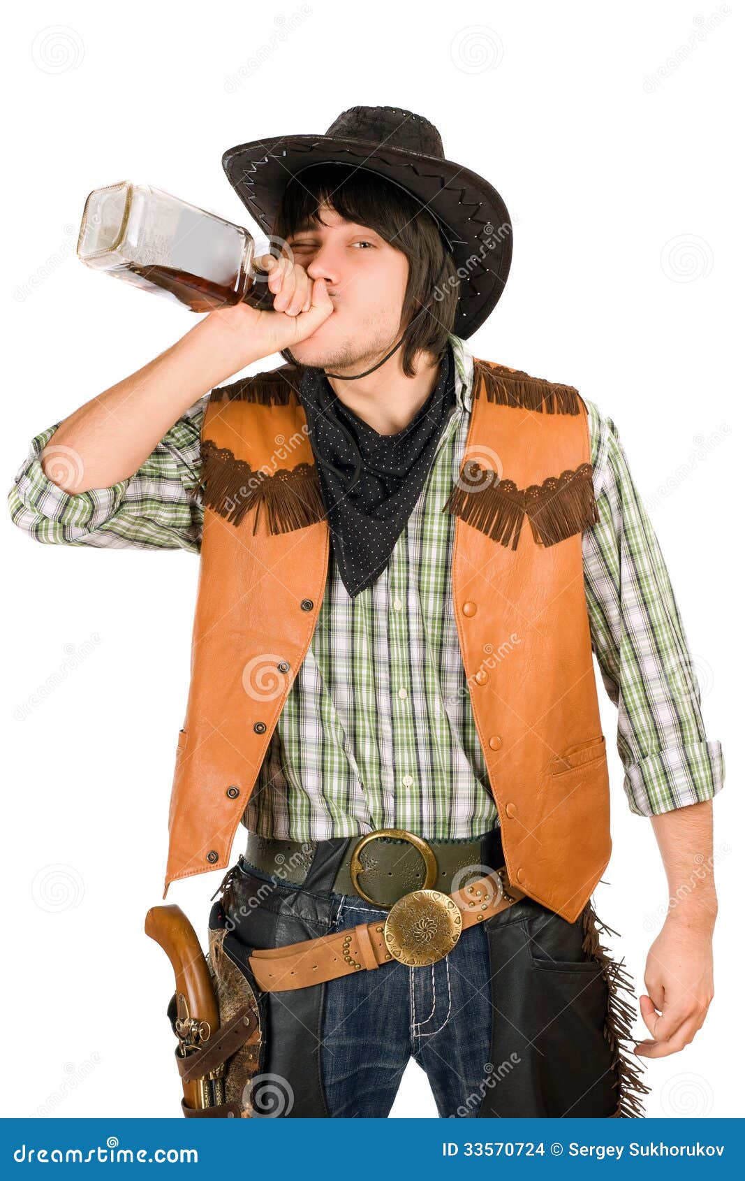Cowboy drinking whiskey stock photo. Image of human, caucasian - 33570724