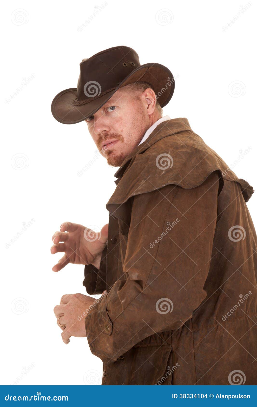 Cowboy Duster Look Back Caught Stock Photo - Image of looking ...