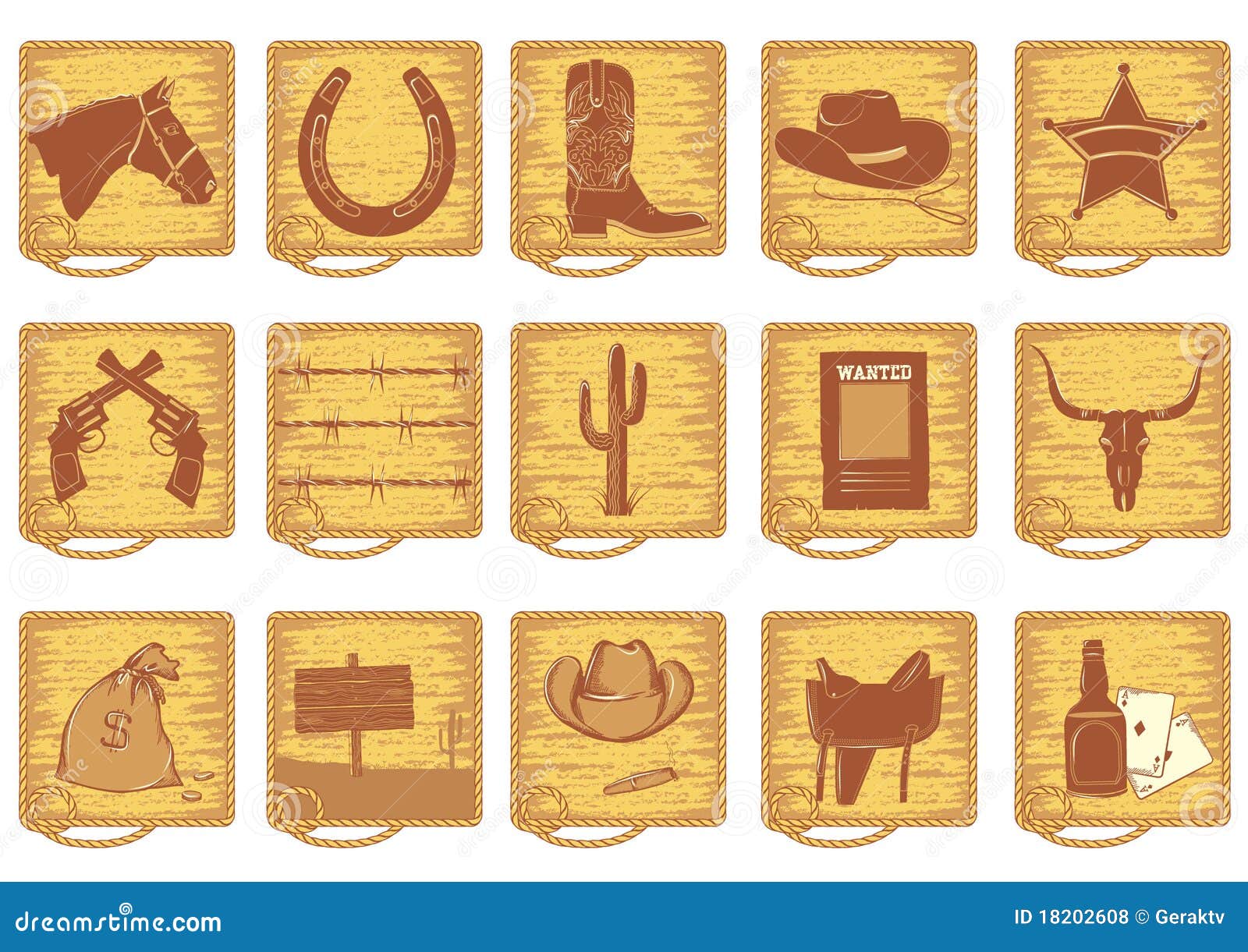 Cowboy Life Elements .Vector Black Silhouettes | CartoonDealer.com ...