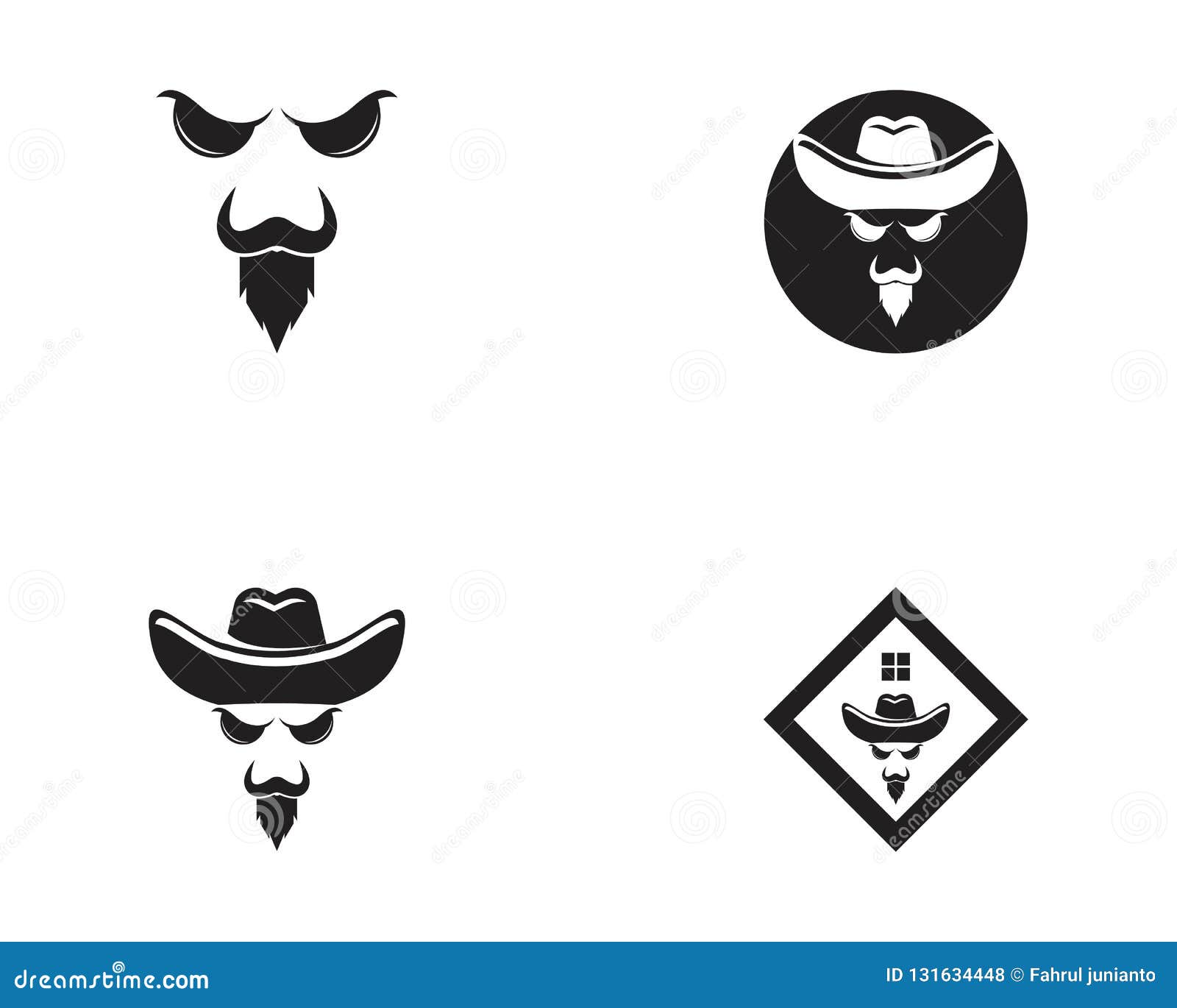 Cowboy face icon vector stock vector. Illustration of face - 131634448