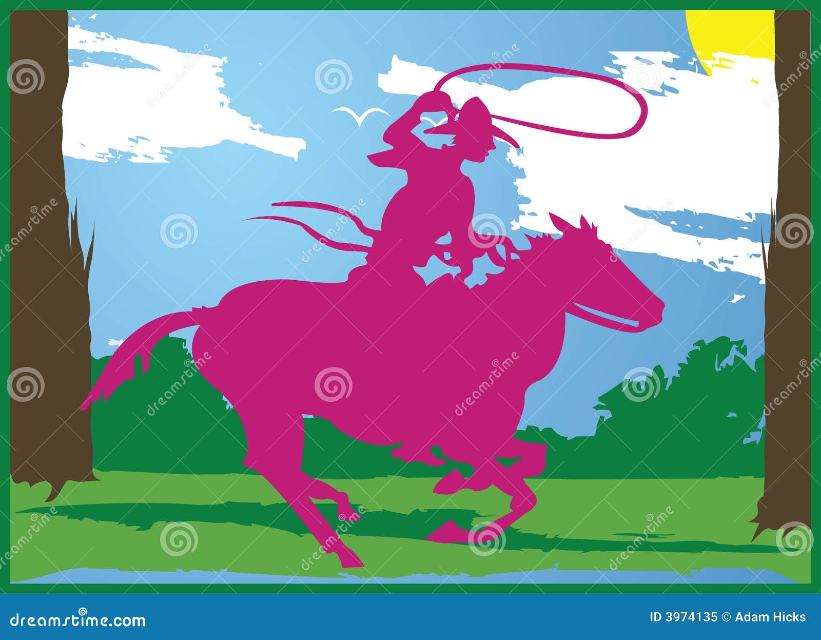 Cowboy Fun in the Sun stock vector. Illustration of burst - 3974135