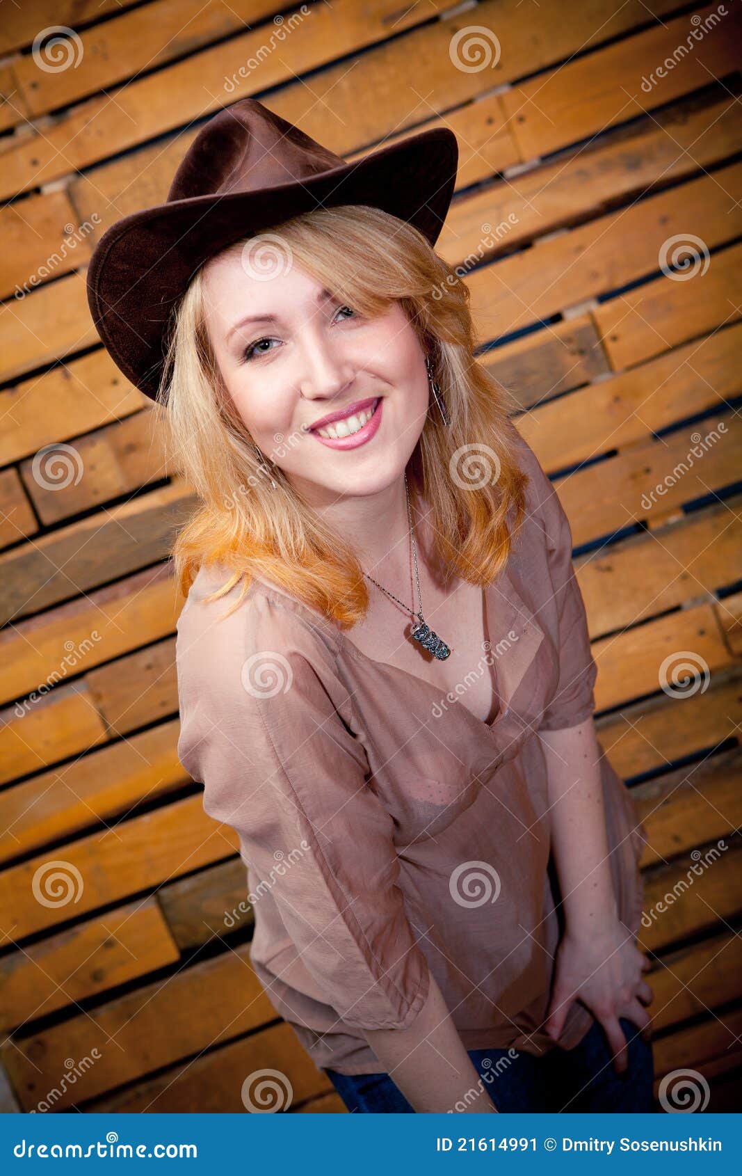 Cowboy girl in hat stock image. Image of stomach, model - 21614991