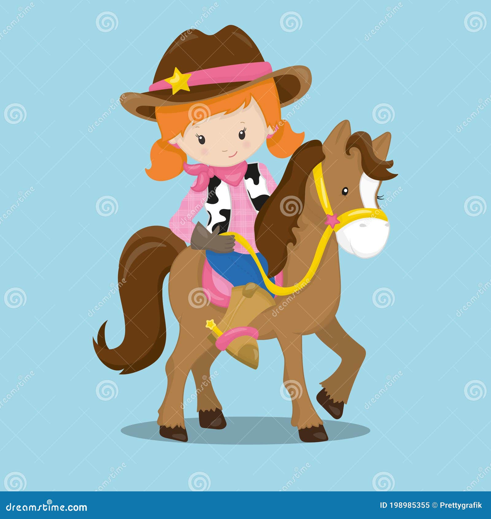 Cowboy Girl With A Rope Coloring Page Illustration Cartoon Vector ...