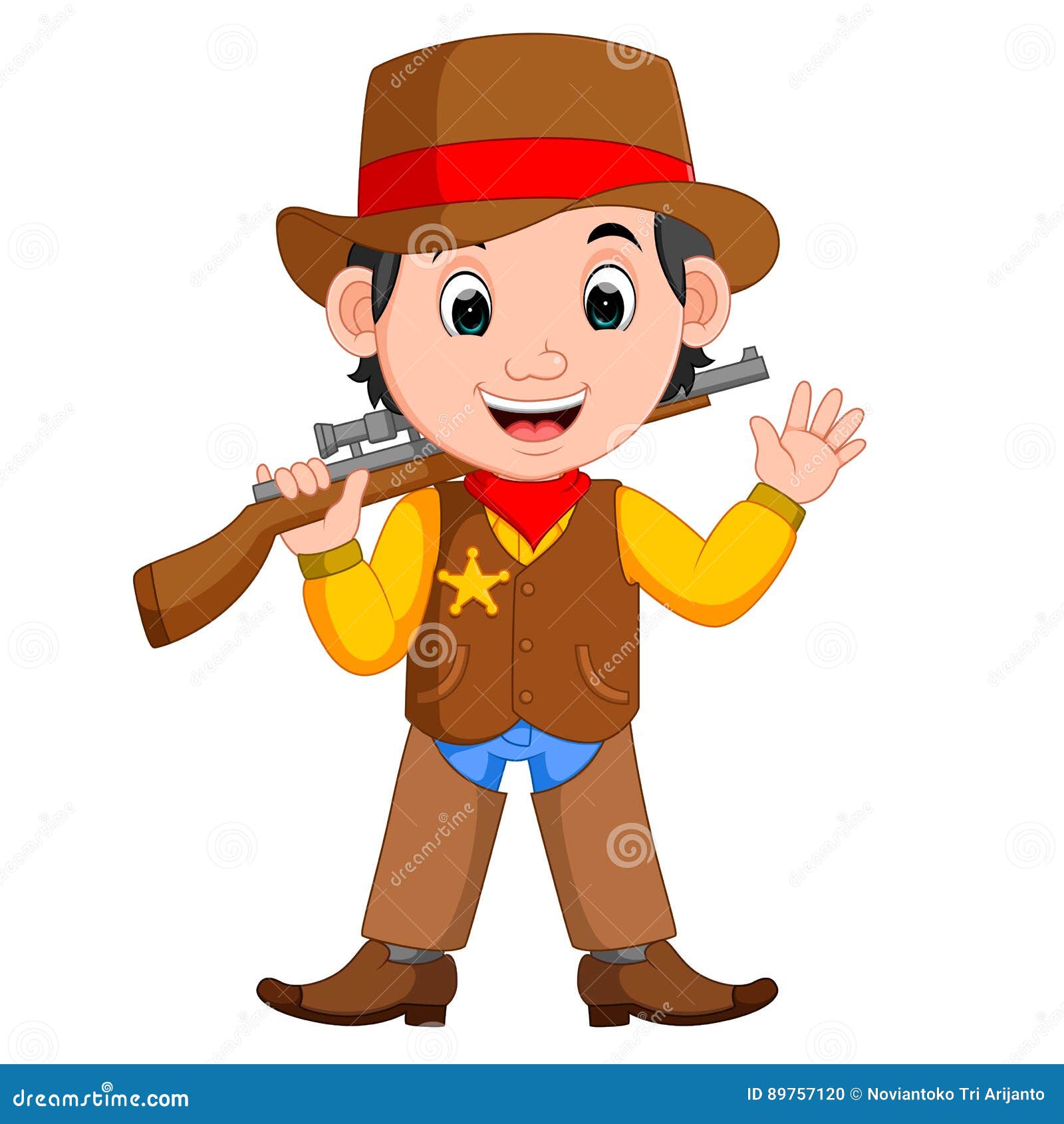 Cowboy with a gun stock vector. Illustration of isolated - 89757120