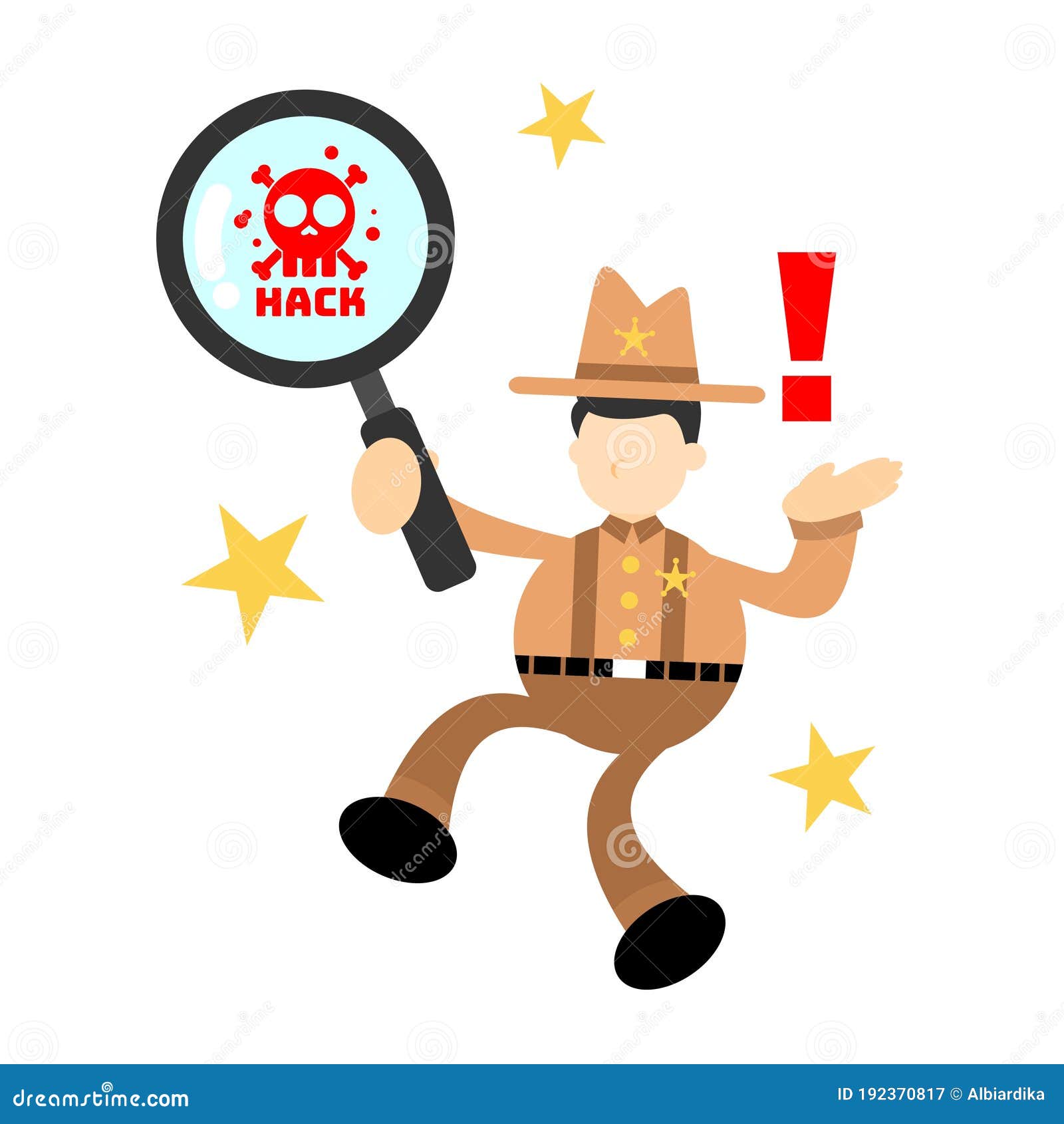 Cowboy America Find Hack Attack Protection System Cartoon Doodle Flat Design Vector Illustration ...
