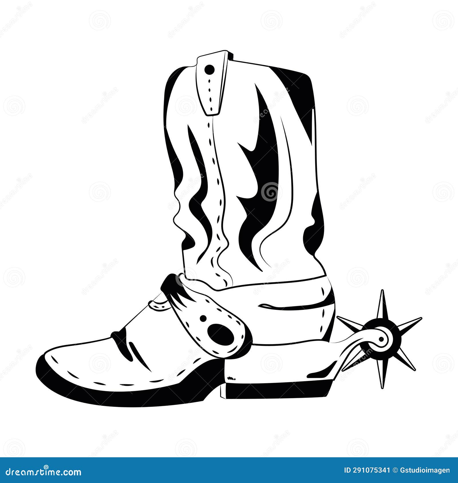 Cowboy hand draw boot stock illustration. Illustration of design ...