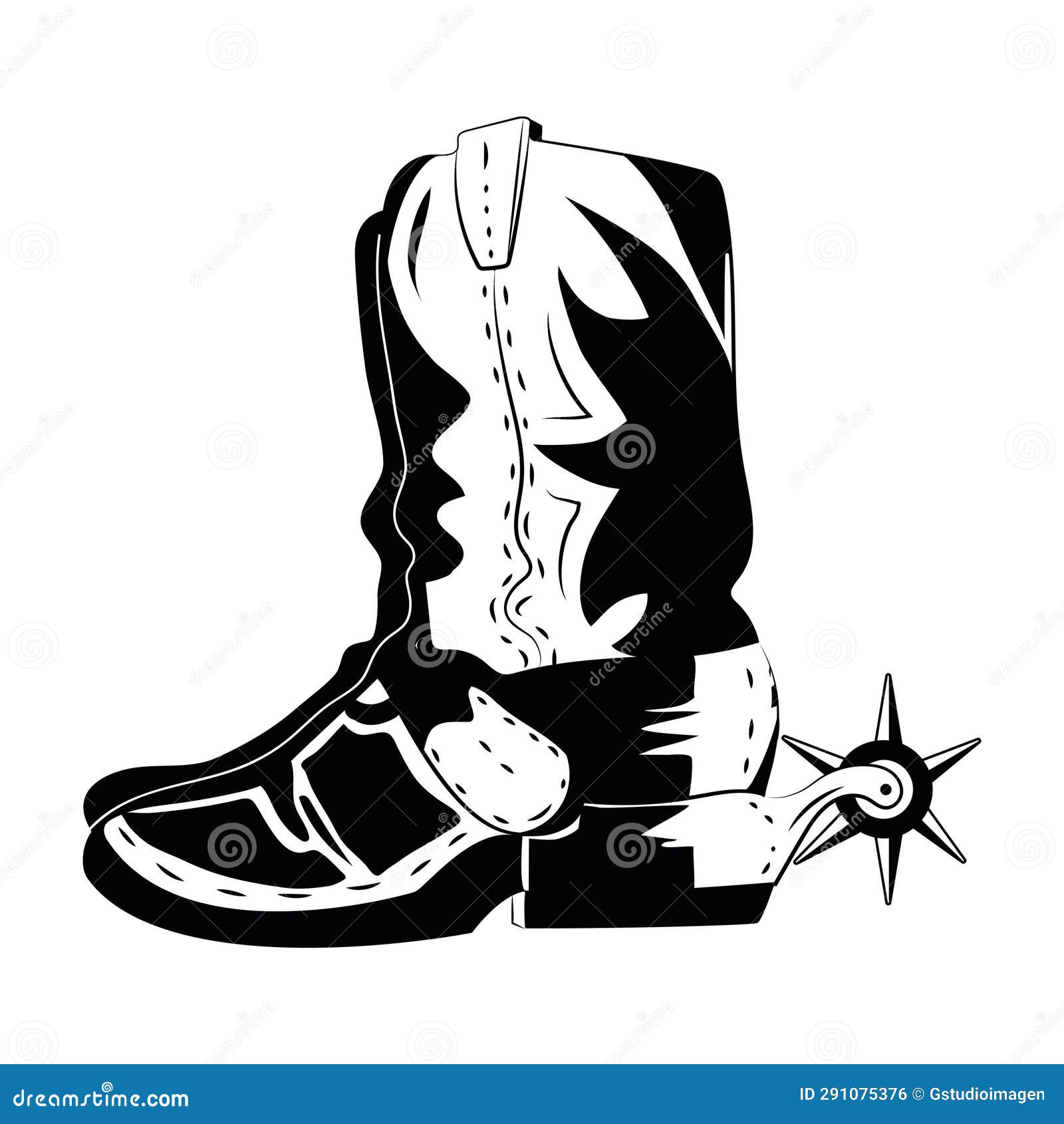 Cowboy Hand Draw Leather Boot Stock Vector - Illustration of isolation ...