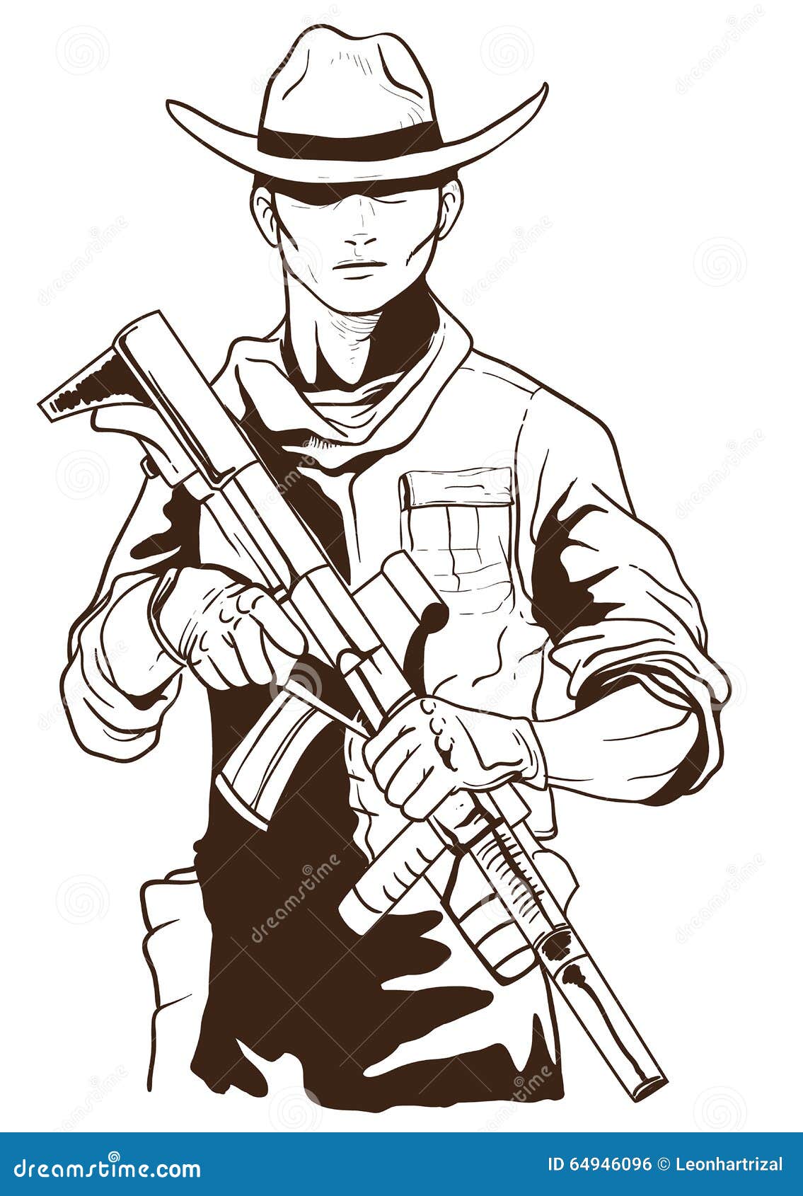 Cowboy hand drawn stock vector. Illustration of ranger - 64946096