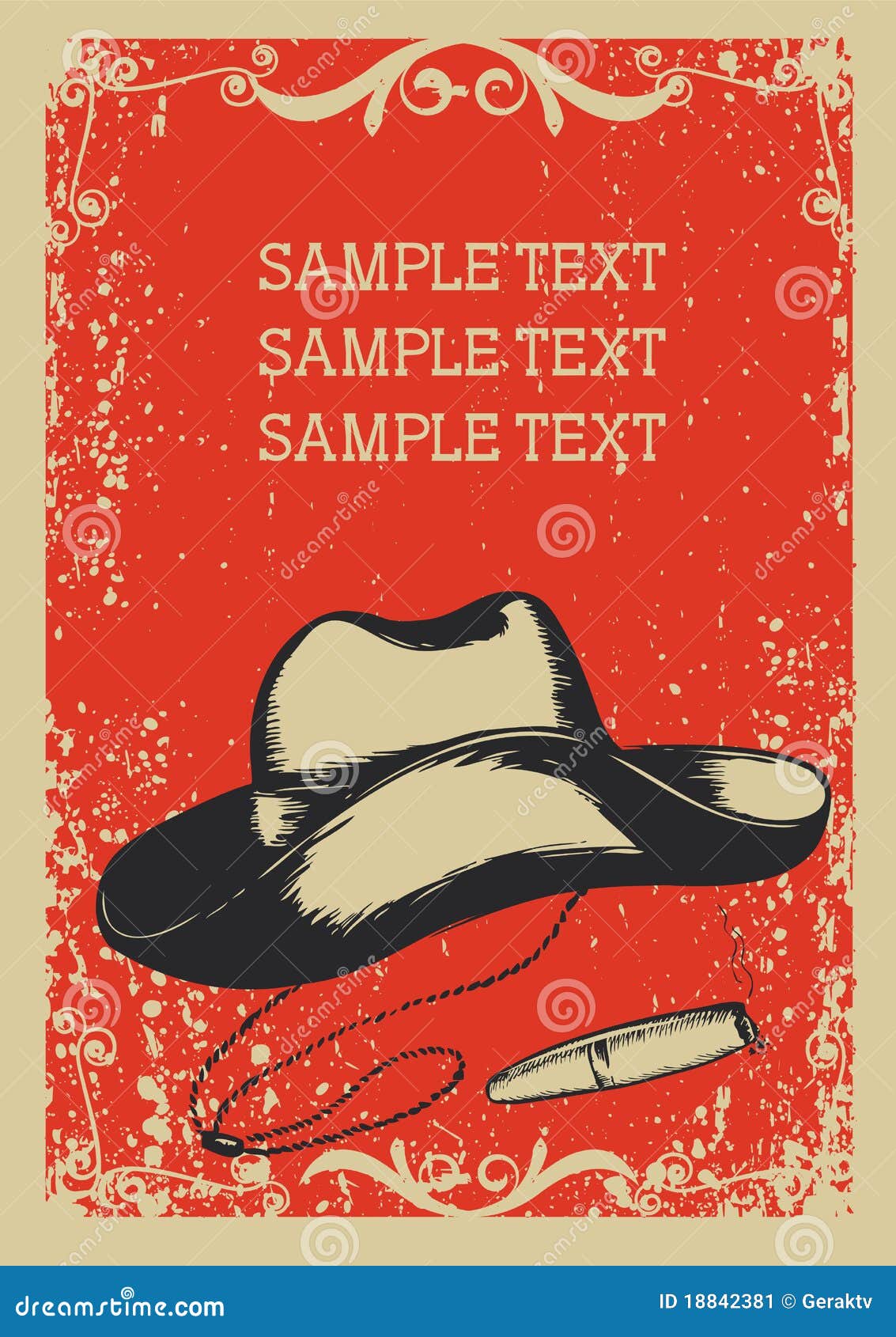 Cowboy hat and cigar stock vector. Illustration of clothing - 18842381