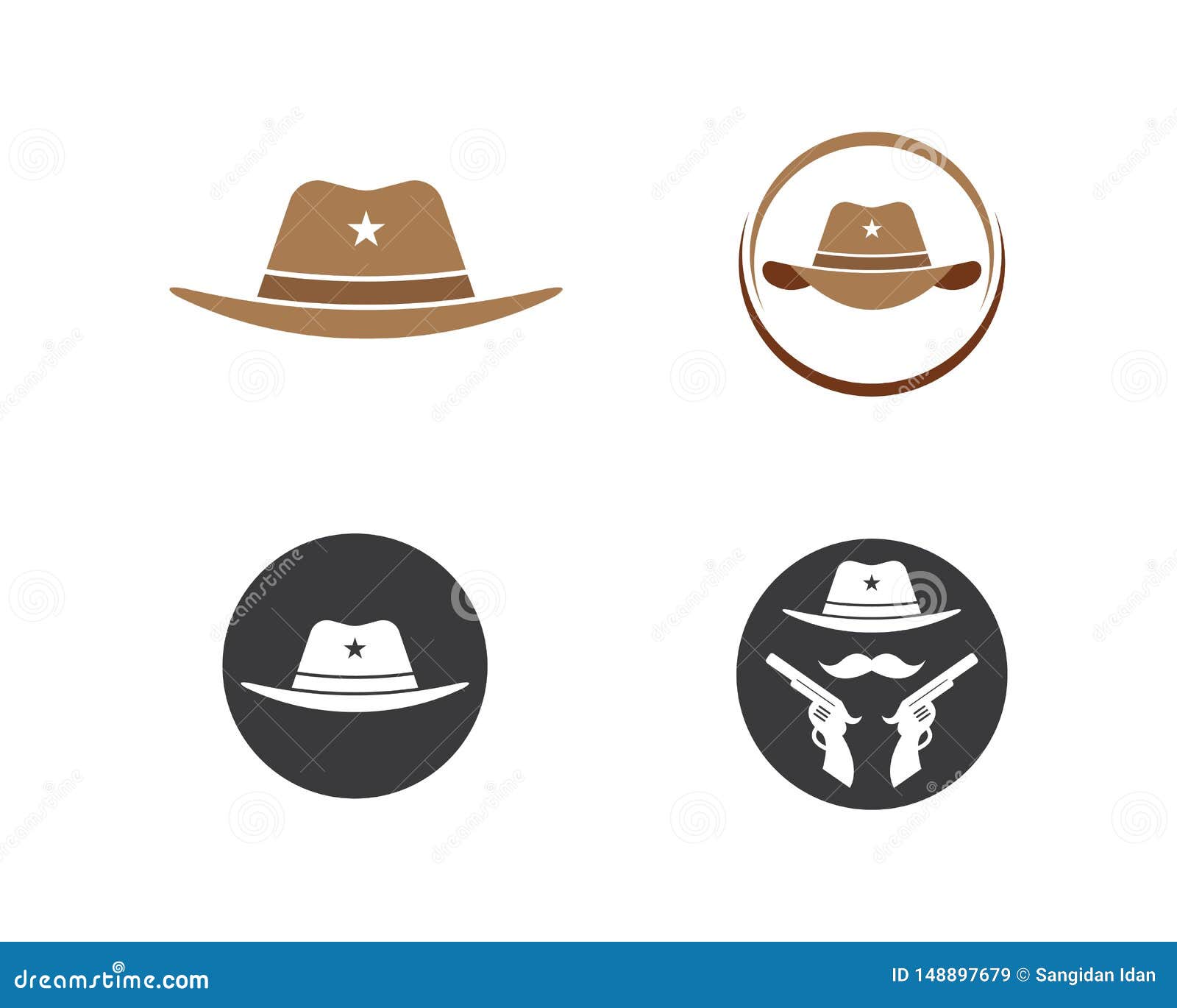 Cowboy Hat Icon Logo Vector Template Stock Vector - Illustration of ...