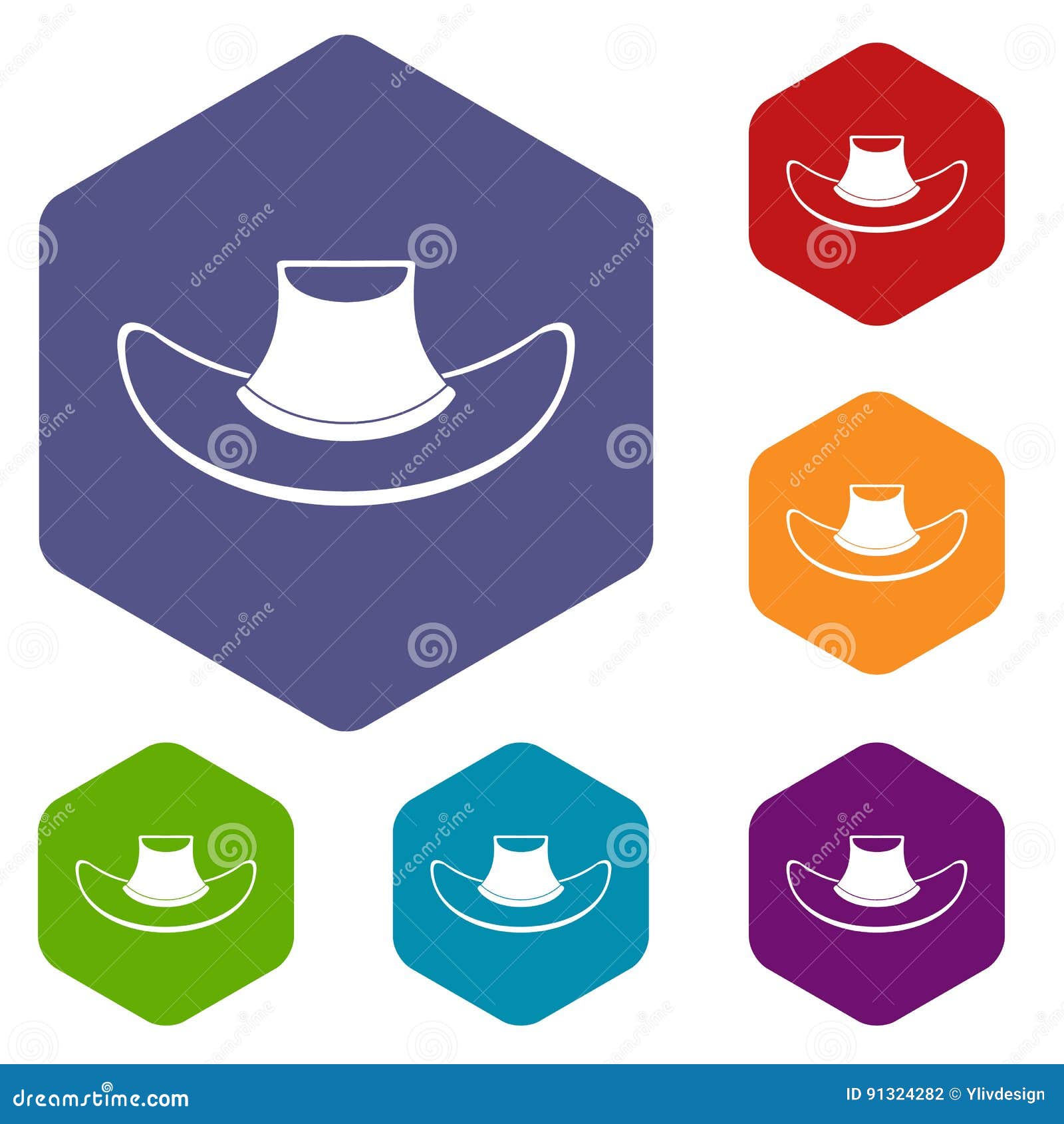 Cowboy Hat Icons Set Hexagon Stock Vector - Illustration of costume ...