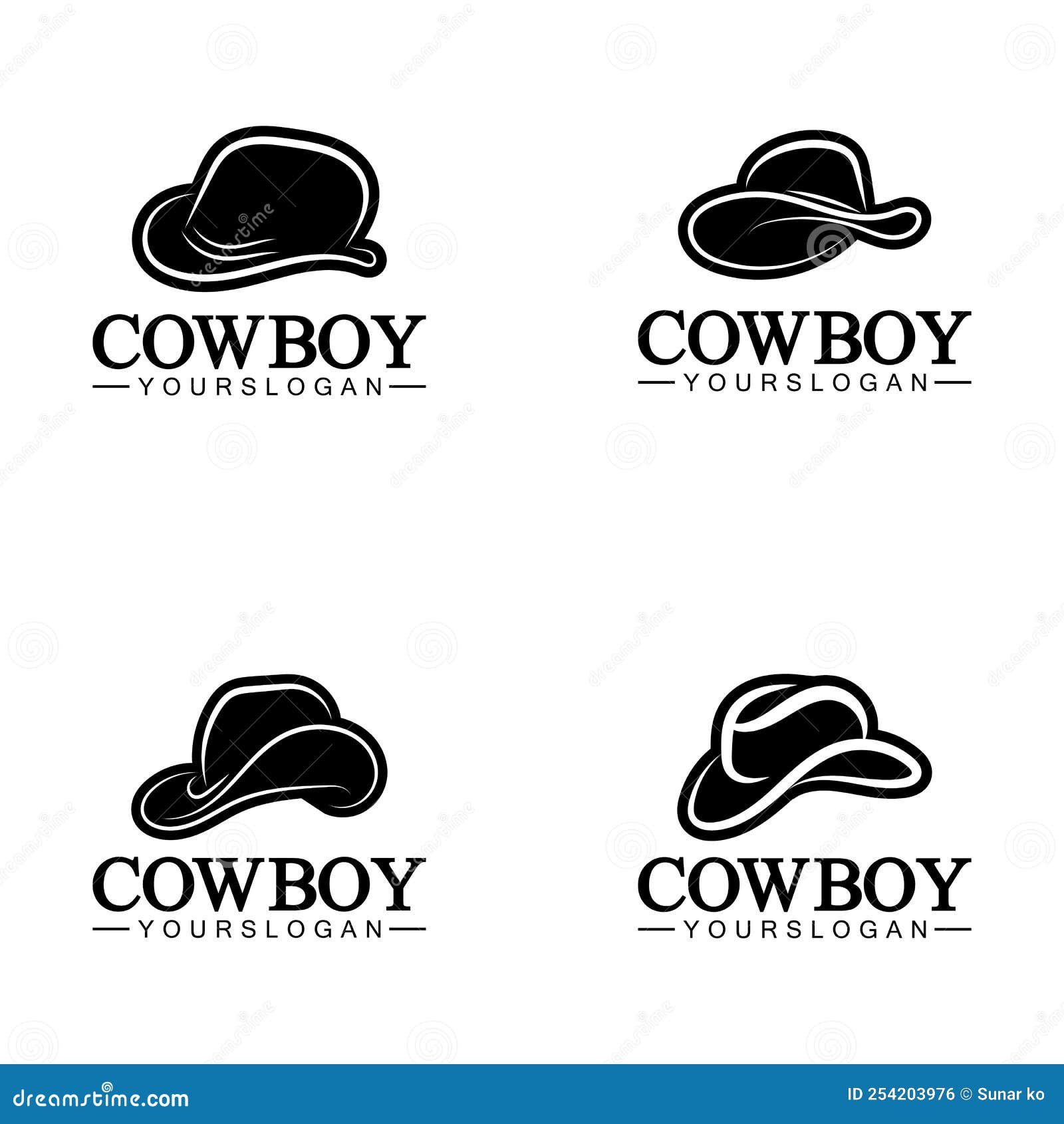 Cowboy Hat Logo Icon Vector Design Template Stock Vector - Illustration ...