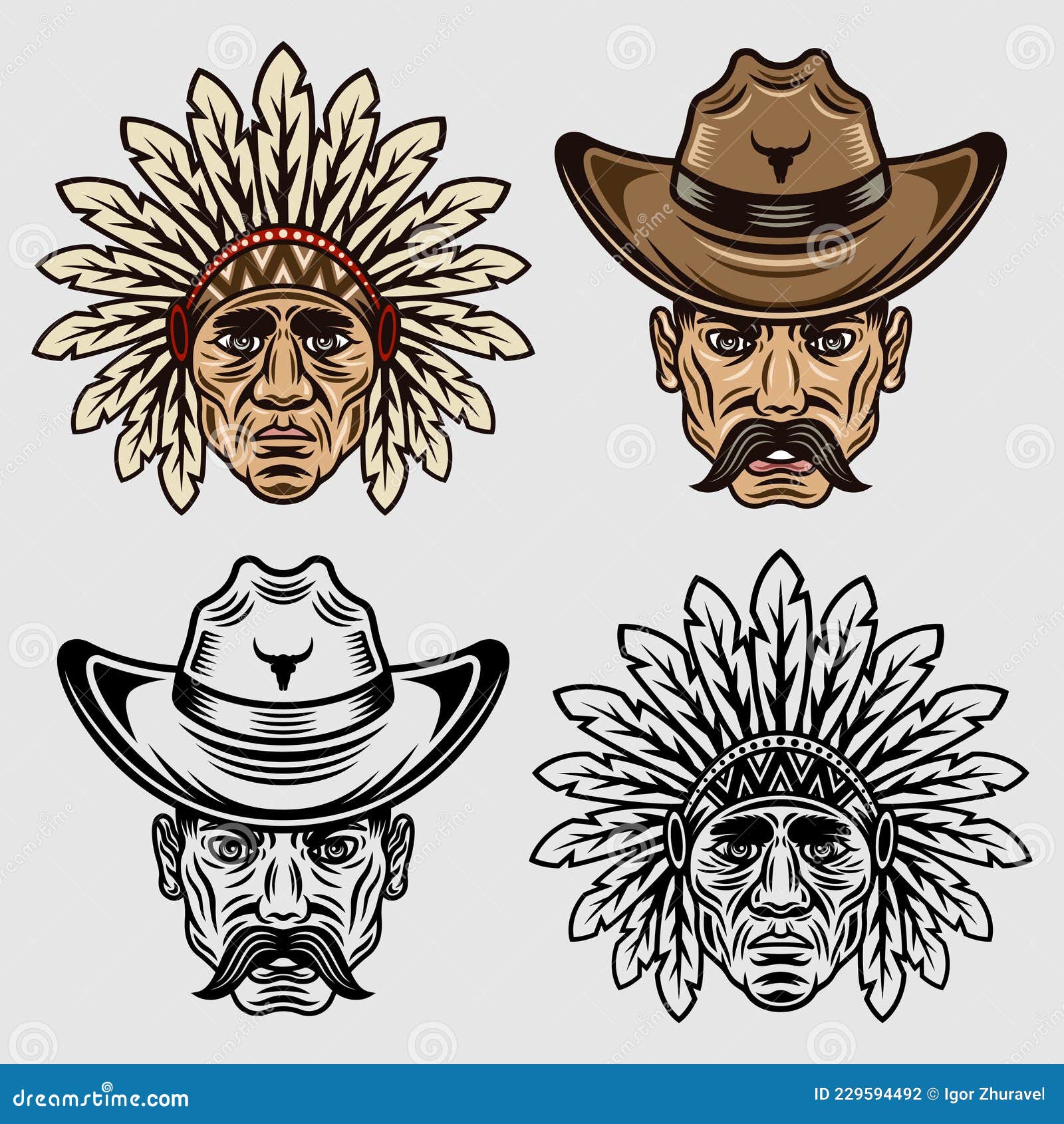 Cowboy Head Stock Illustration | CartoonDealer.com #189491020