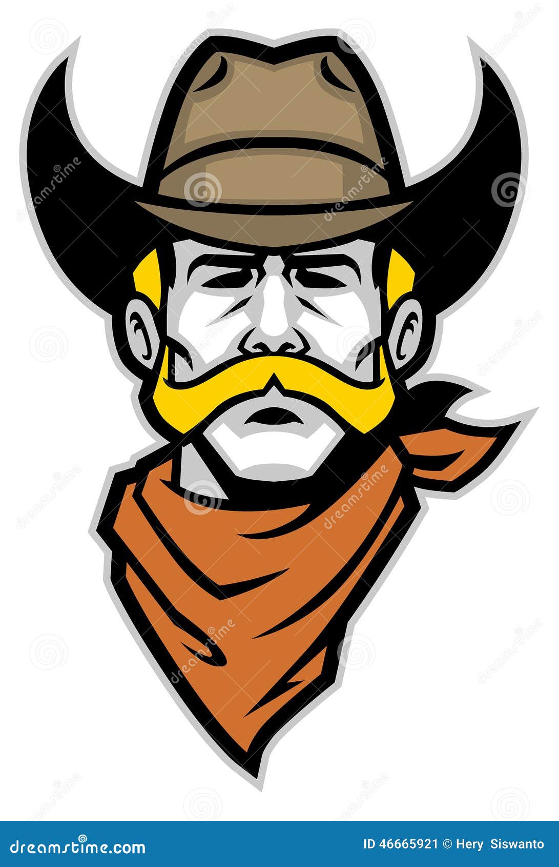 Cowboy head mascot stock vector. Illustration of hero - 46665921