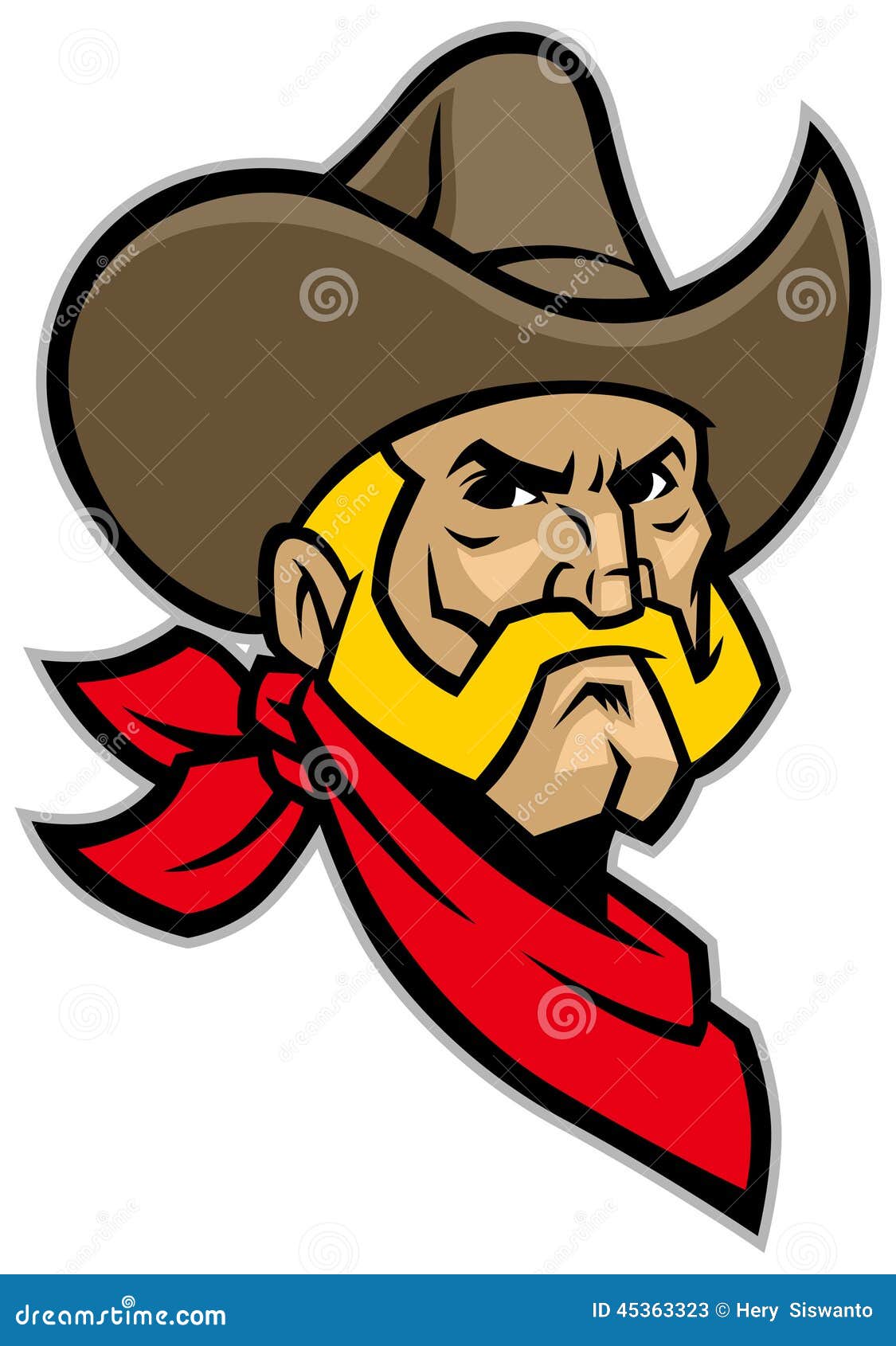 Cowboy head mascot stock vector. Illustration of pistol - 45363323