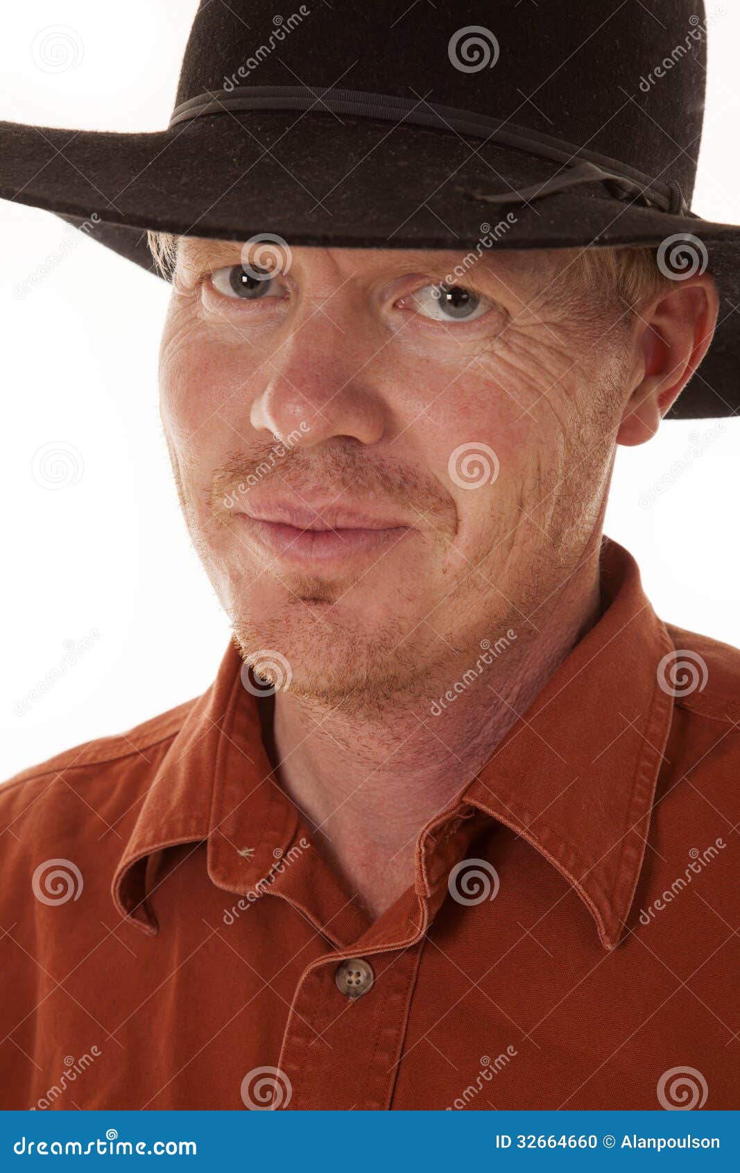 Cowboy head small smile stock photo. Image of person - 32664660